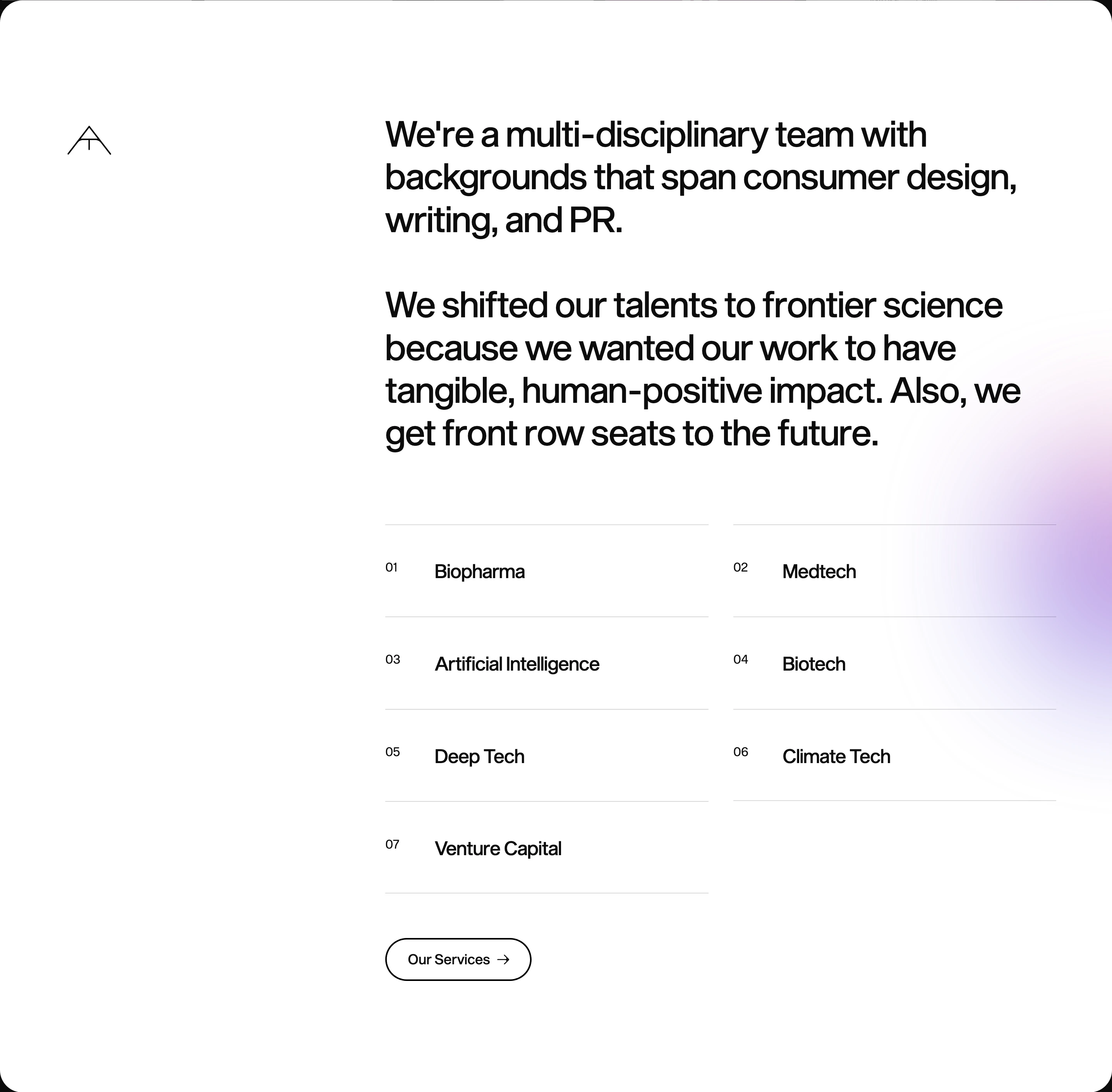 Bunsen Studio Home Page Section Industries | Feature Section Design Design