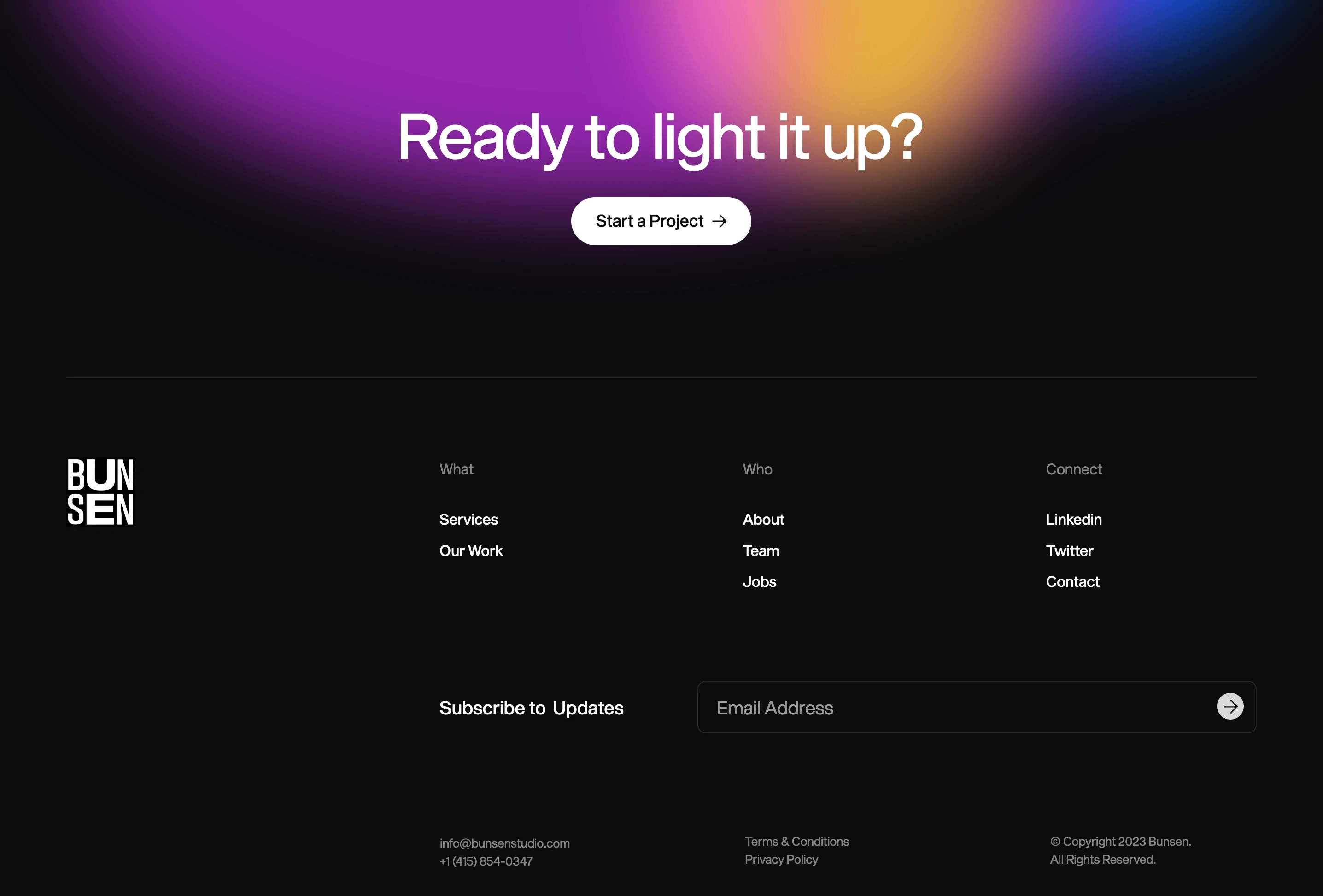 Bunsen Studio Home Page Section Footer | Footer Section Design Design