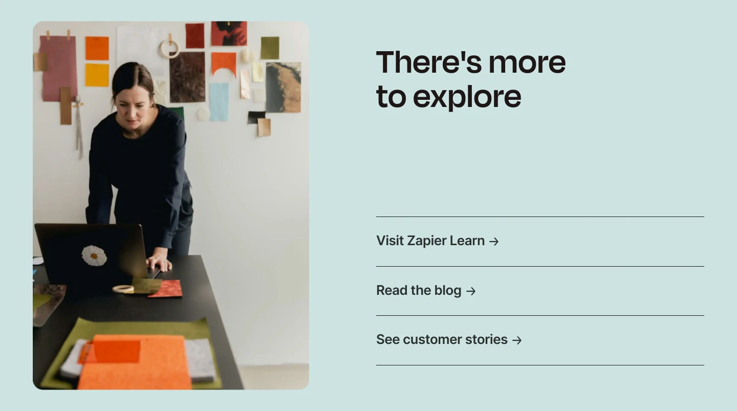 Zapier Product Page Section Navigation | CTA Section Design Design