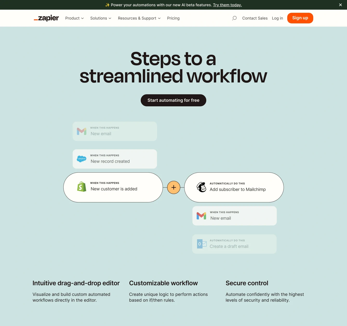 Zapier Product Page Section Hero | Hero Section Design Design