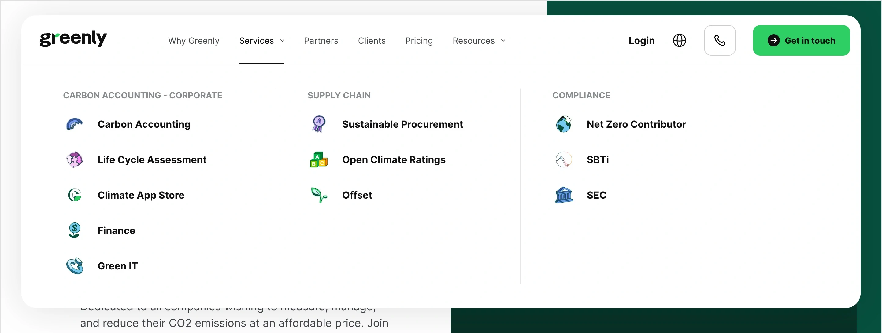 Greenly Navbar Menu Services | Navbar Design Design