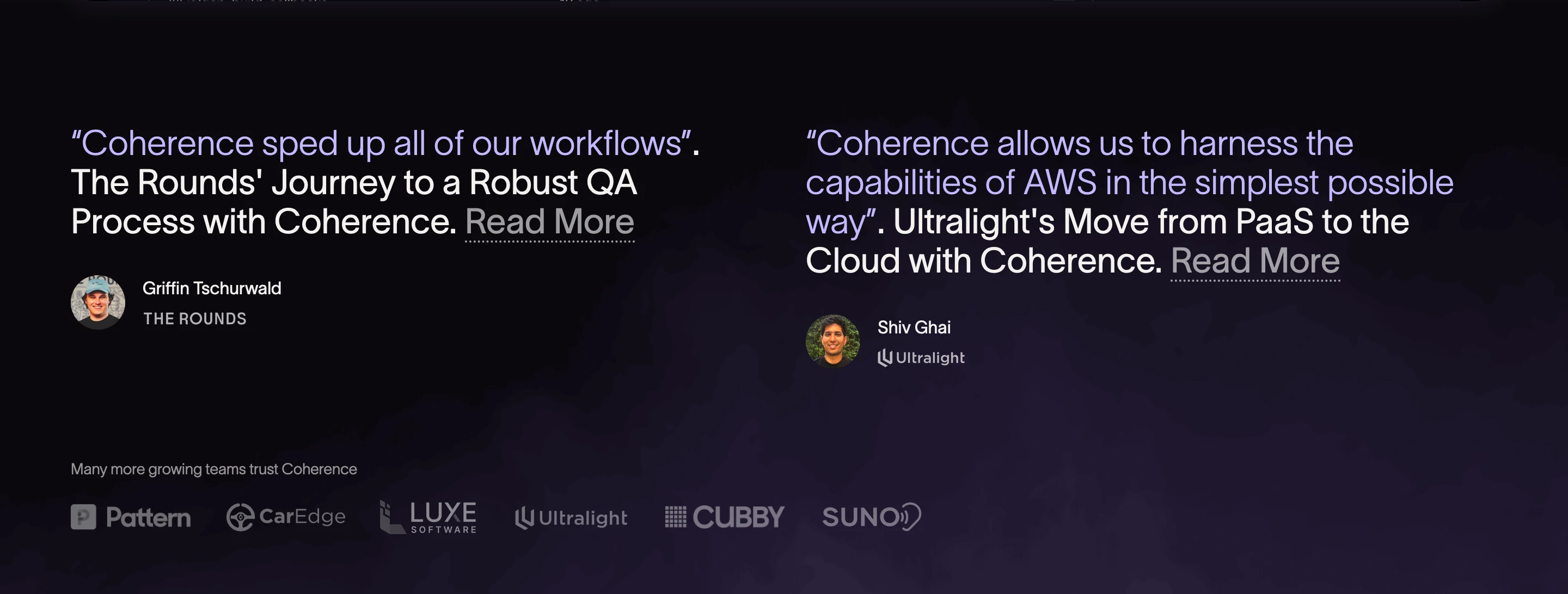 Coherence Home Section Testimonial | Testimonial Section Design Design