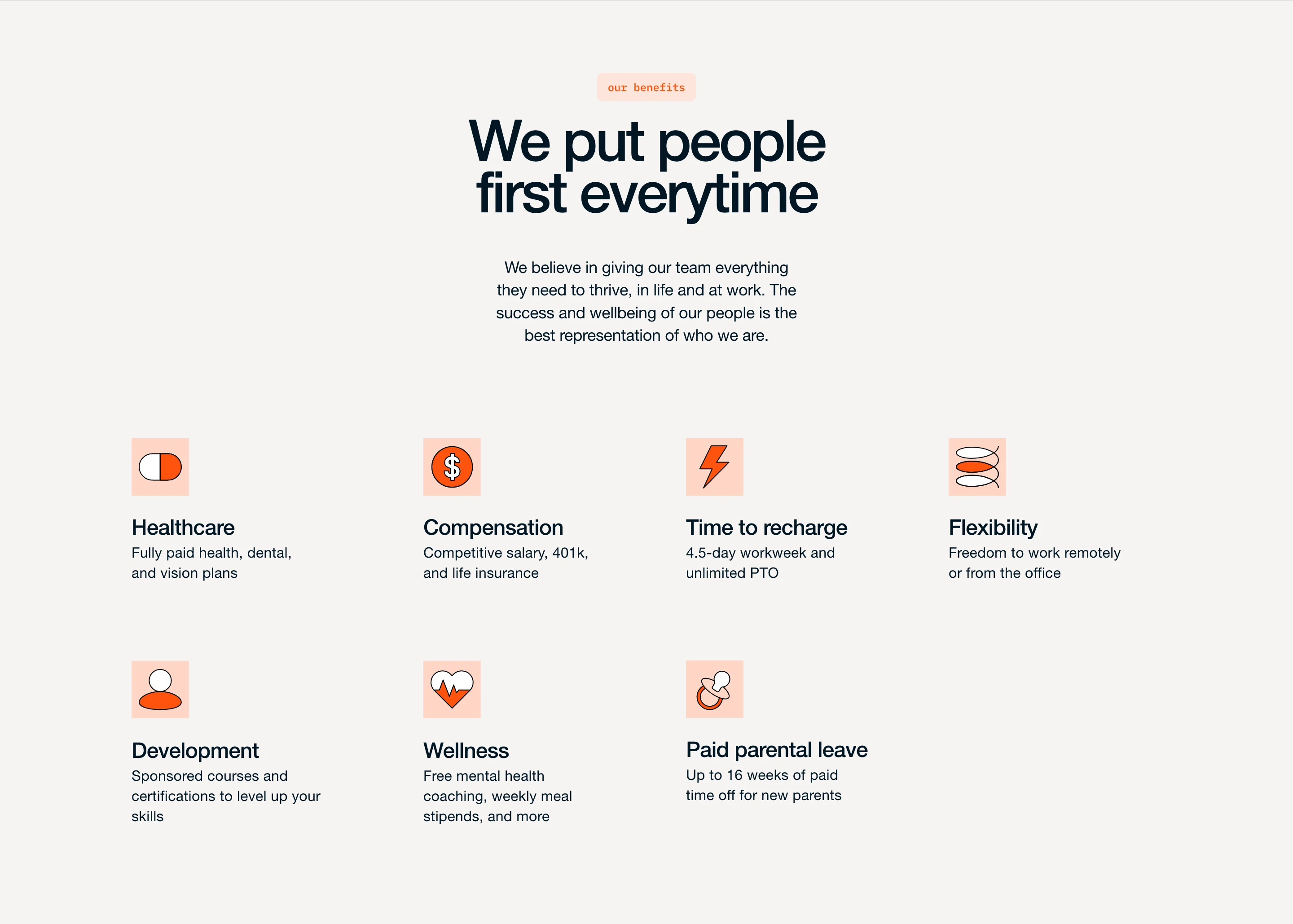 Furey Career Page Section Benefits | Feature Section Design Design