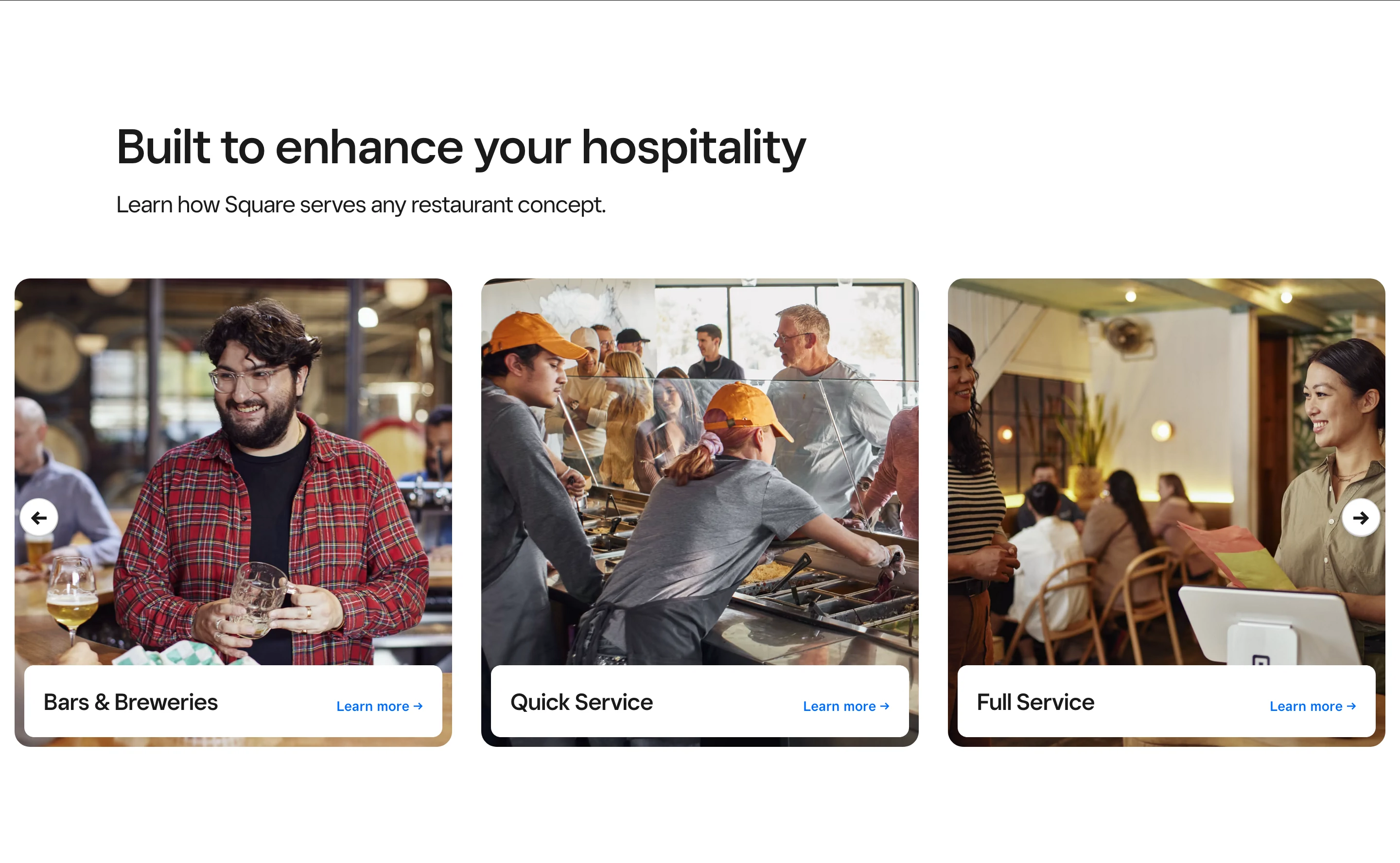 Squareup Restaurant Page Section Services | Feature Section Design Design