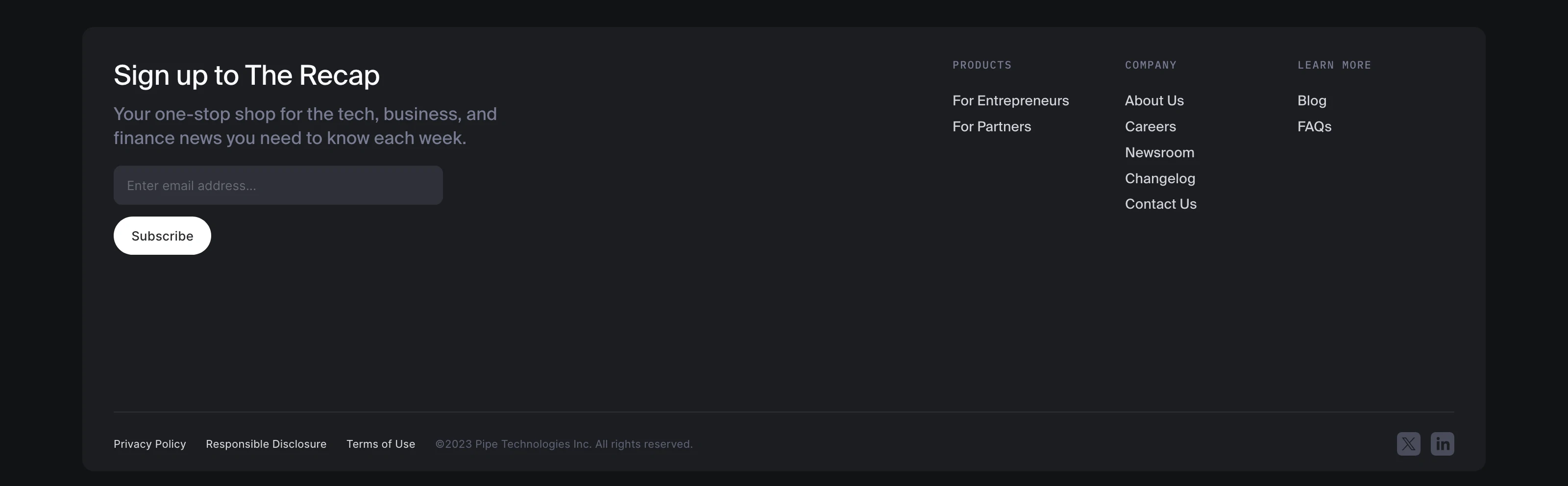 Pipe Home Page Section Footer | Footer Section Design Design