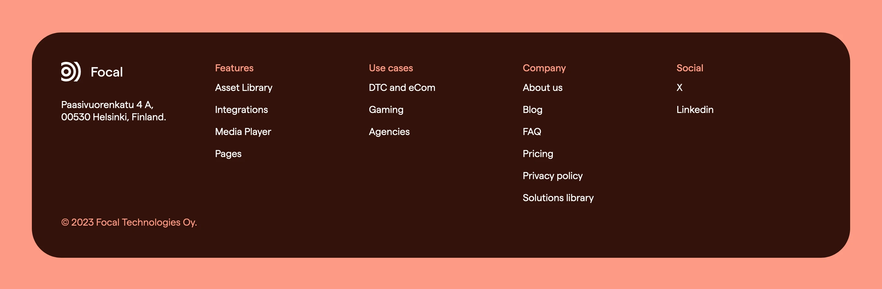 Focal Home Page Section Footer | Footer Section Design Design