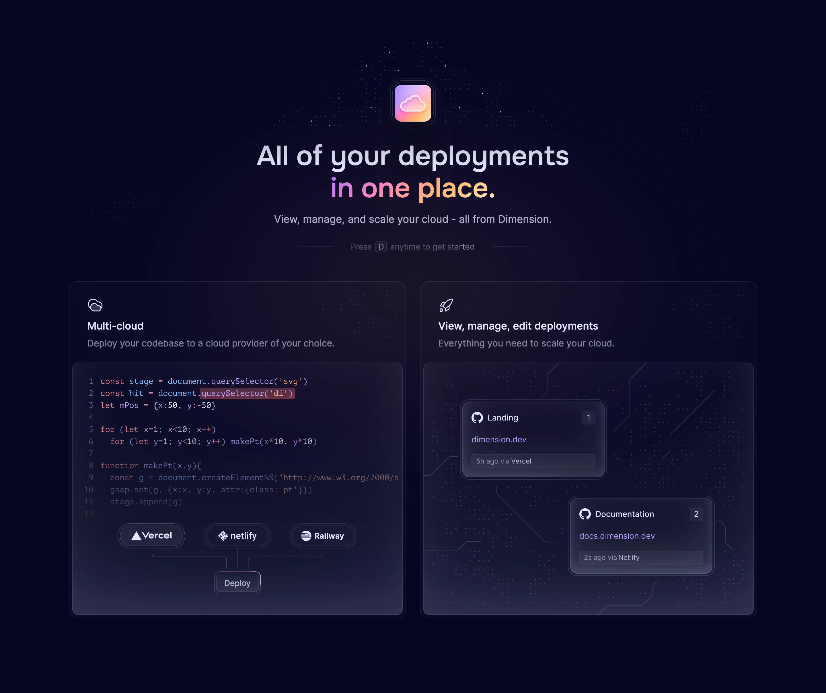 Dimension Home Page Section Cloud Feature | Feature Section Design Design