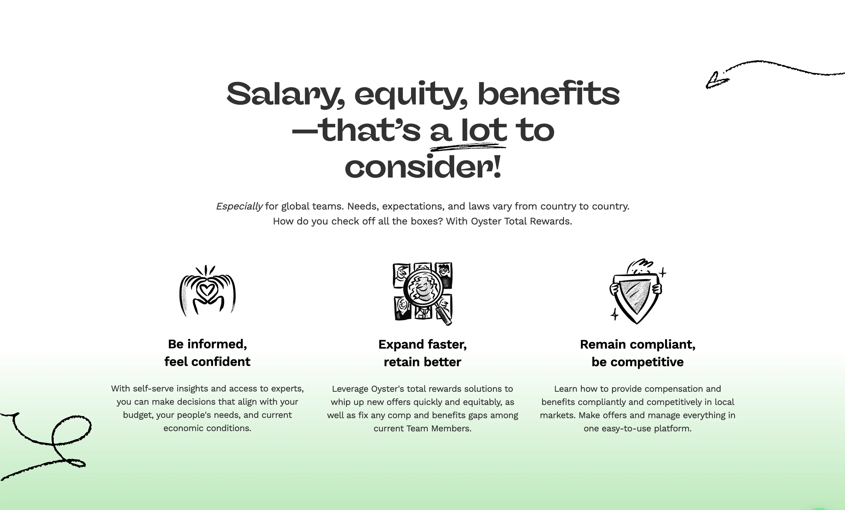 Oyster Total Rewards Page Section Benefits | Feature Section Design Design