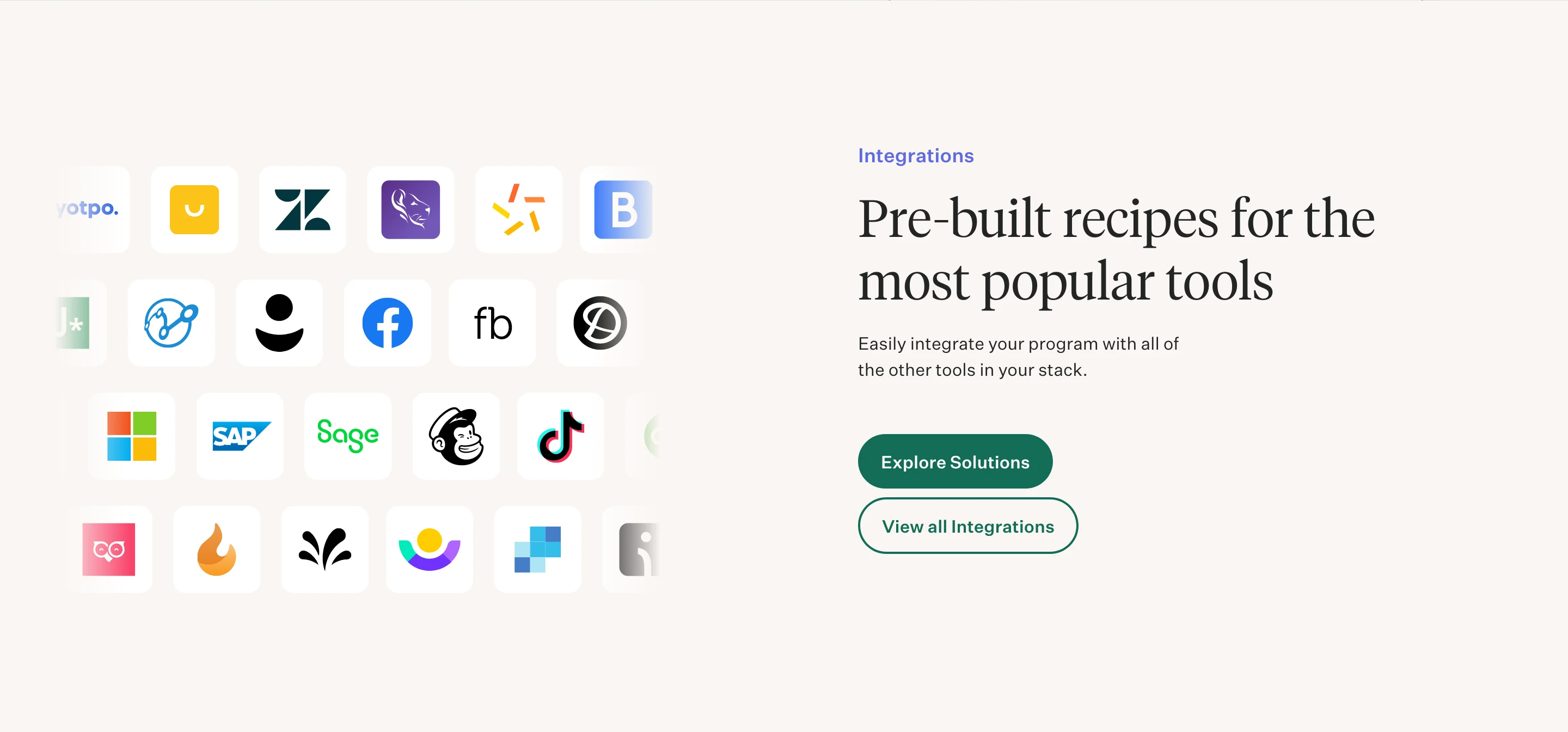 Tandym Home Page Section Integrations | Feature Section Design Design