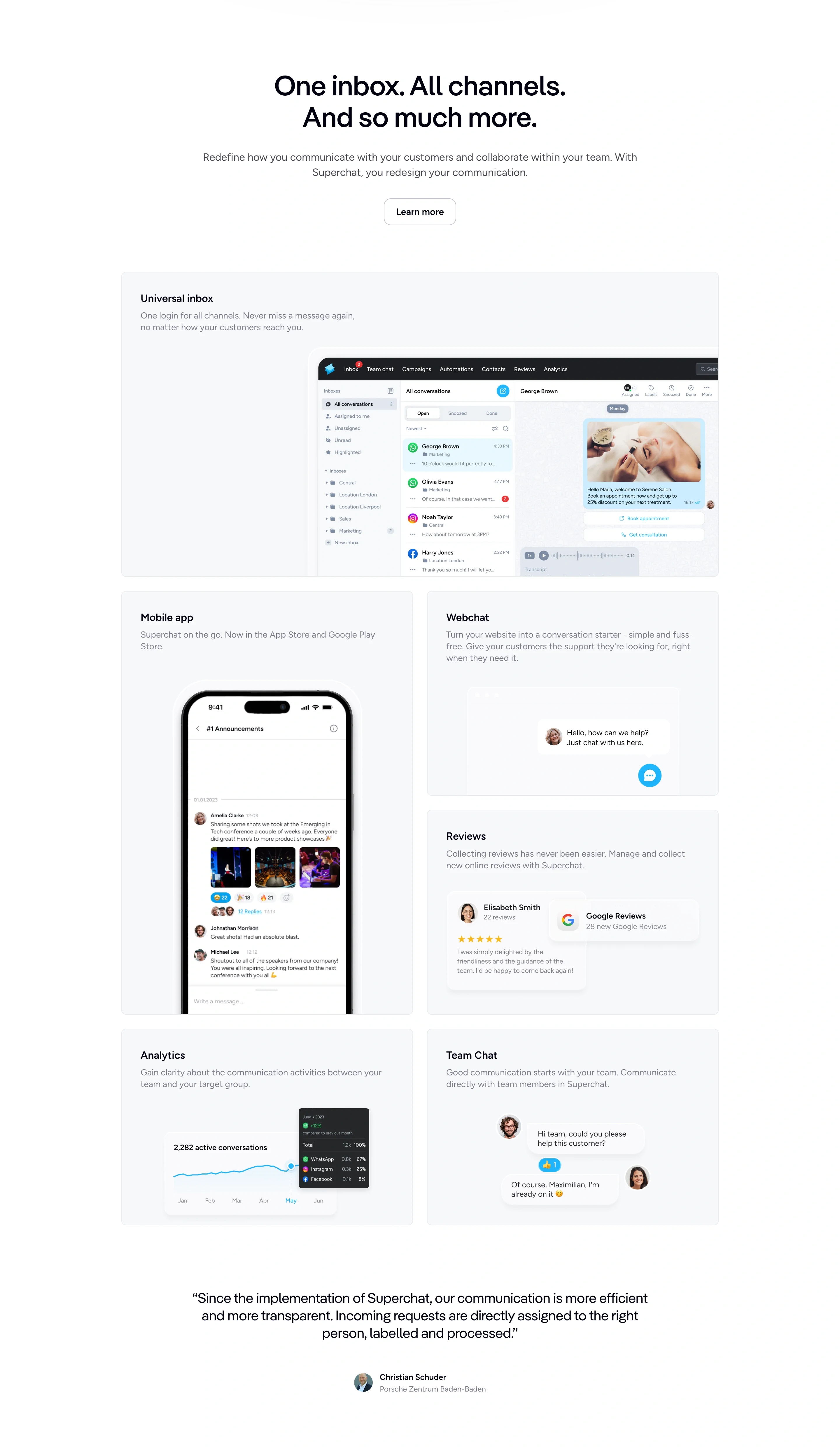 Superchat Home Page Section One Inbox Feature | Feature Section Design Design