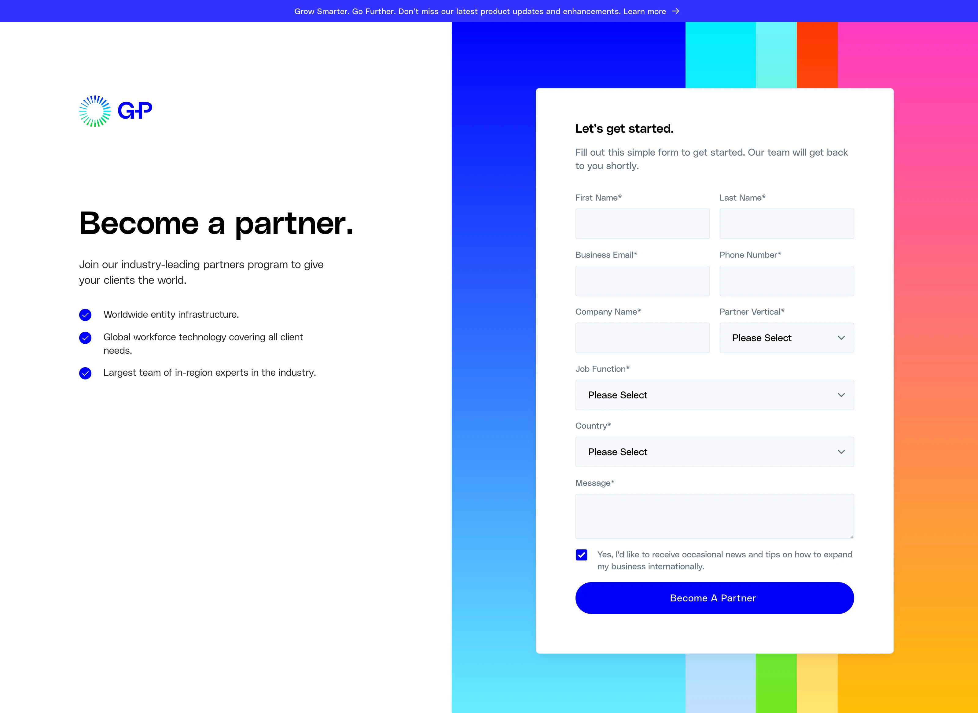 Globalization Partners Become Partner Page Section Form | Contact ...