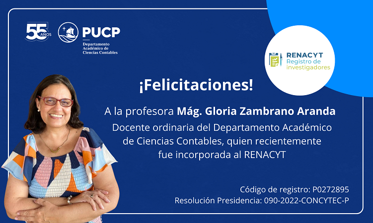 Incorporación de la profesora Gloria Zambrano Aranda al RENACYT ...