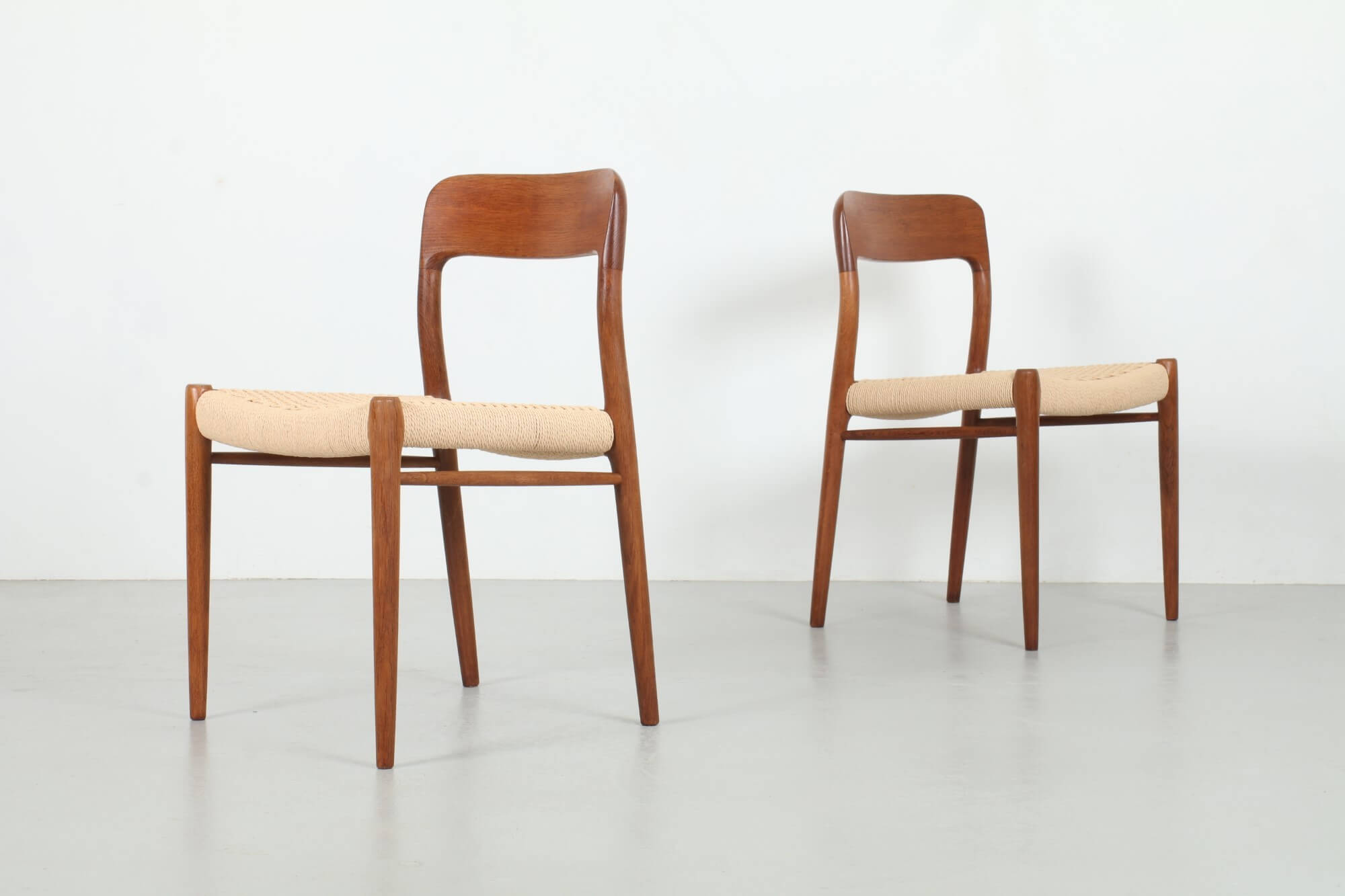 Six Hand Woven Niels Moller 'Model 75' Dining Chairs by JL Moller