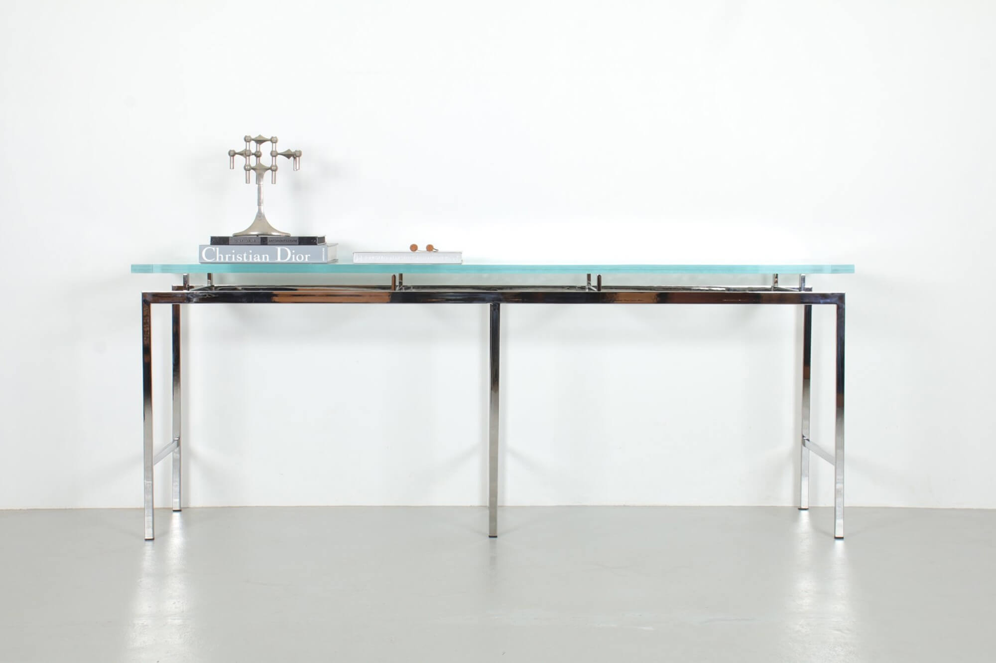 Exquisite Jason Bonham Glass and Polished Steel Console by Bonham ...