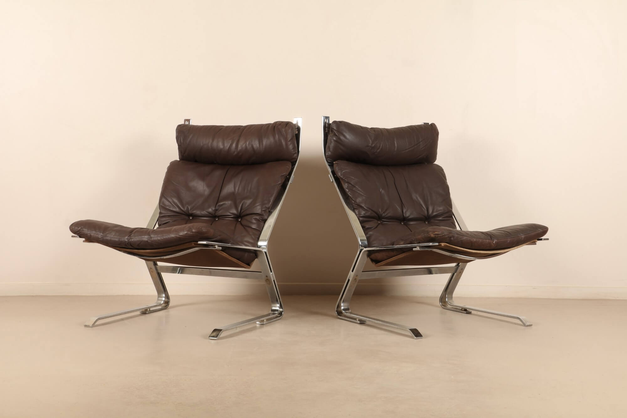 Pair of Luxurious Elsa & Nordahl Solheim 'Pirate' Chairs by Rykken of ...