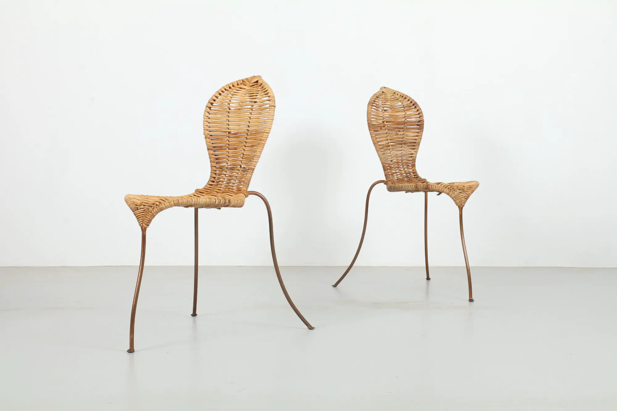 Rare And Iconic Stephane Rondel Cane Peanut Chairs By Rondel Design