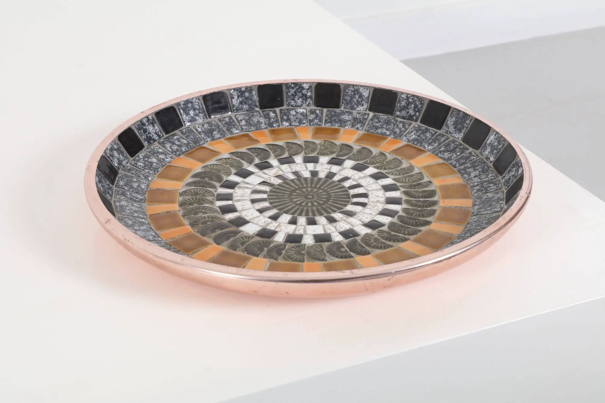 John Crichton Mosaic Tile Plate | Mustard / Grey