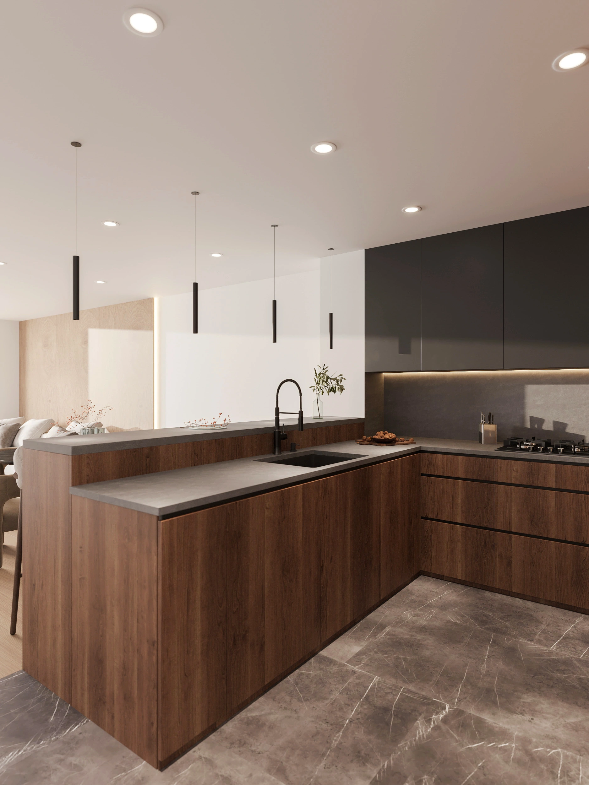 Loft Dark Collection: Meet the Oak and Gray Slab Doors Kitchen