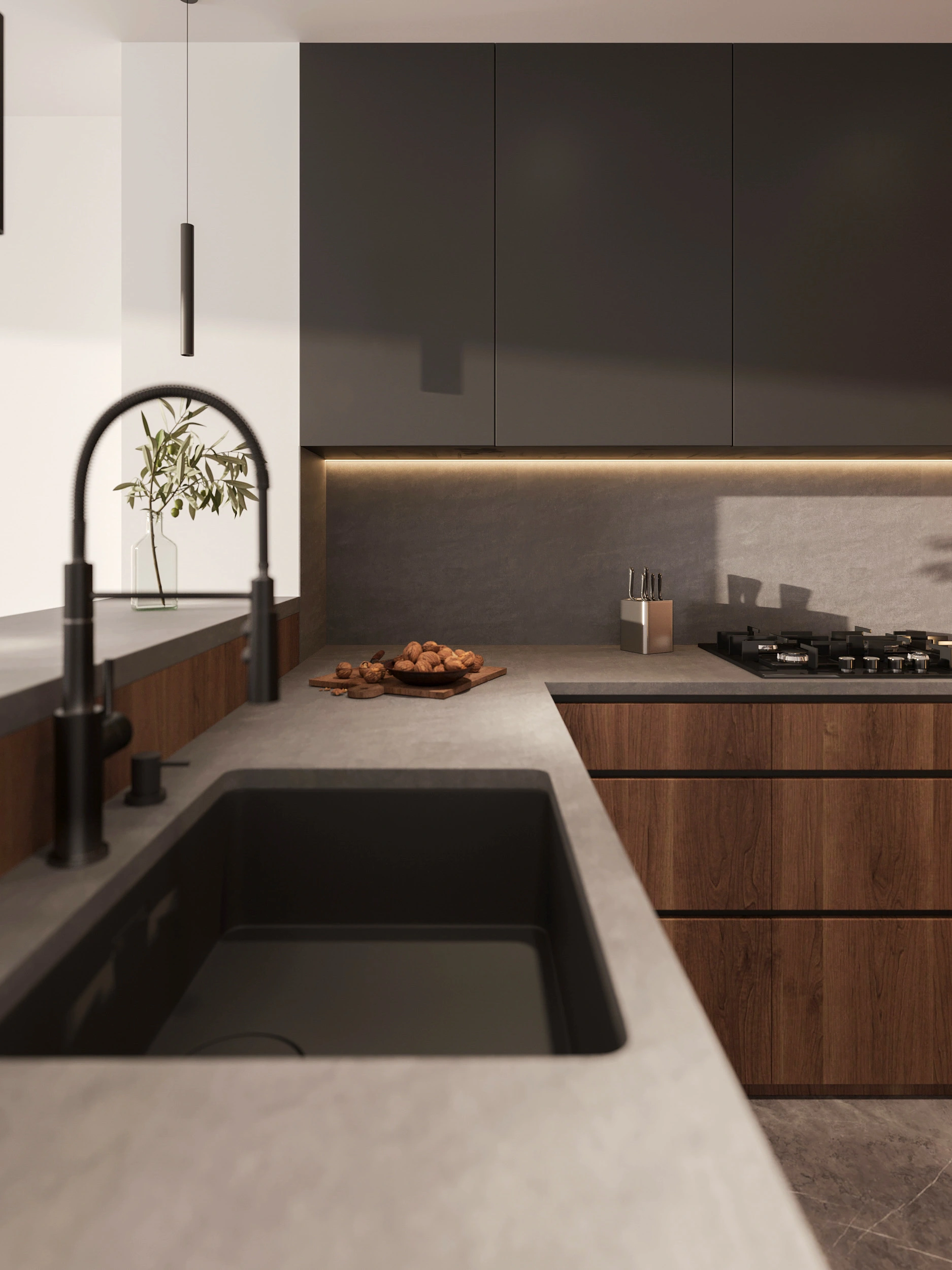 Loft Dark Collection: Meet the Oak and Gray Slab Doors Kitchen