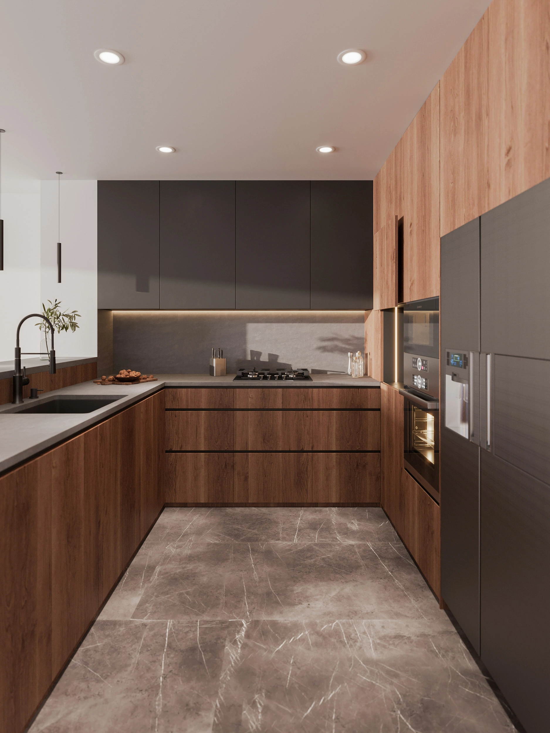 Loft Dark Collection: Meet the Oak and Gray Slab Doors Kitchen
