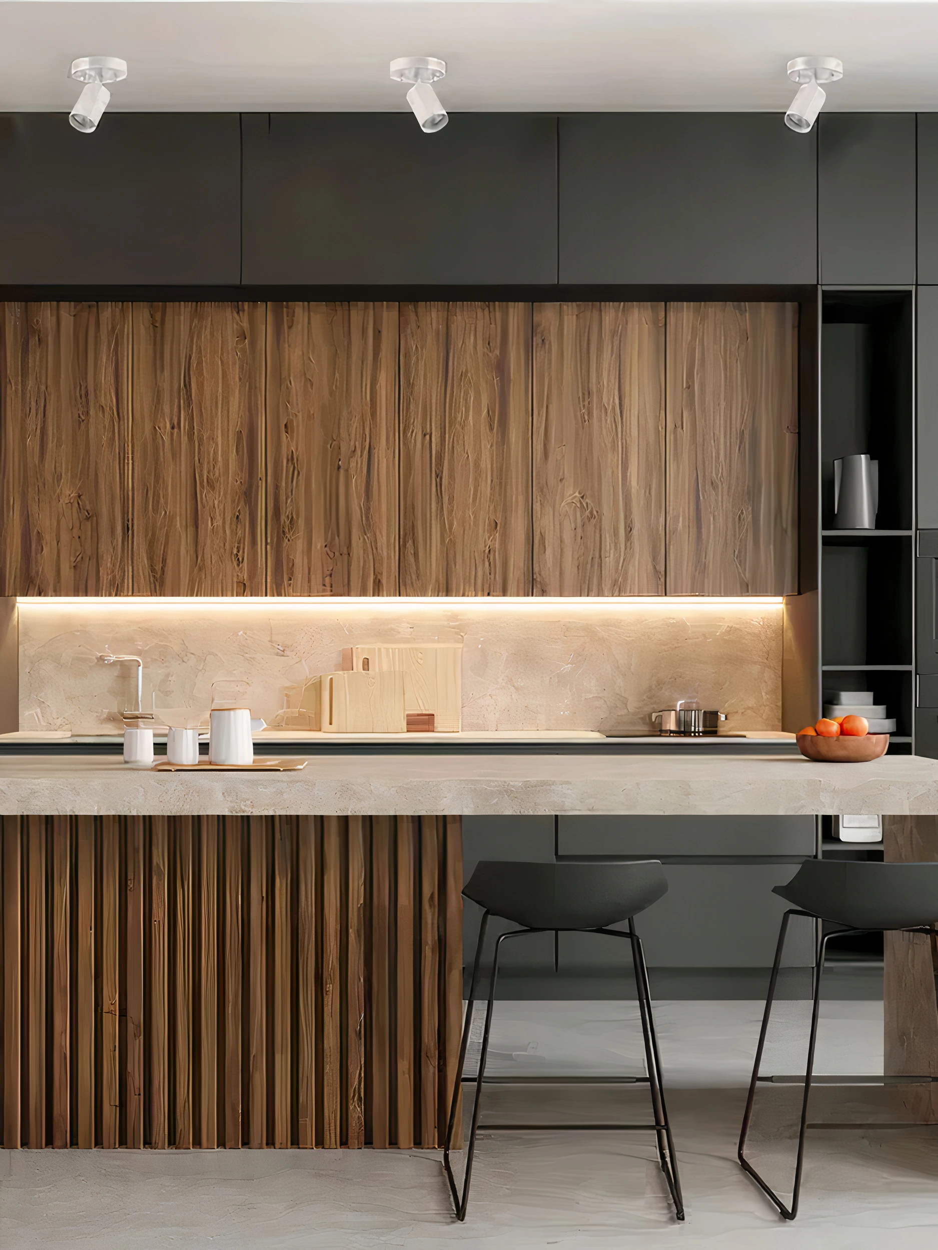 Loft Dark Collection: Meet the Oak and Gray Slab Doors Kitchen