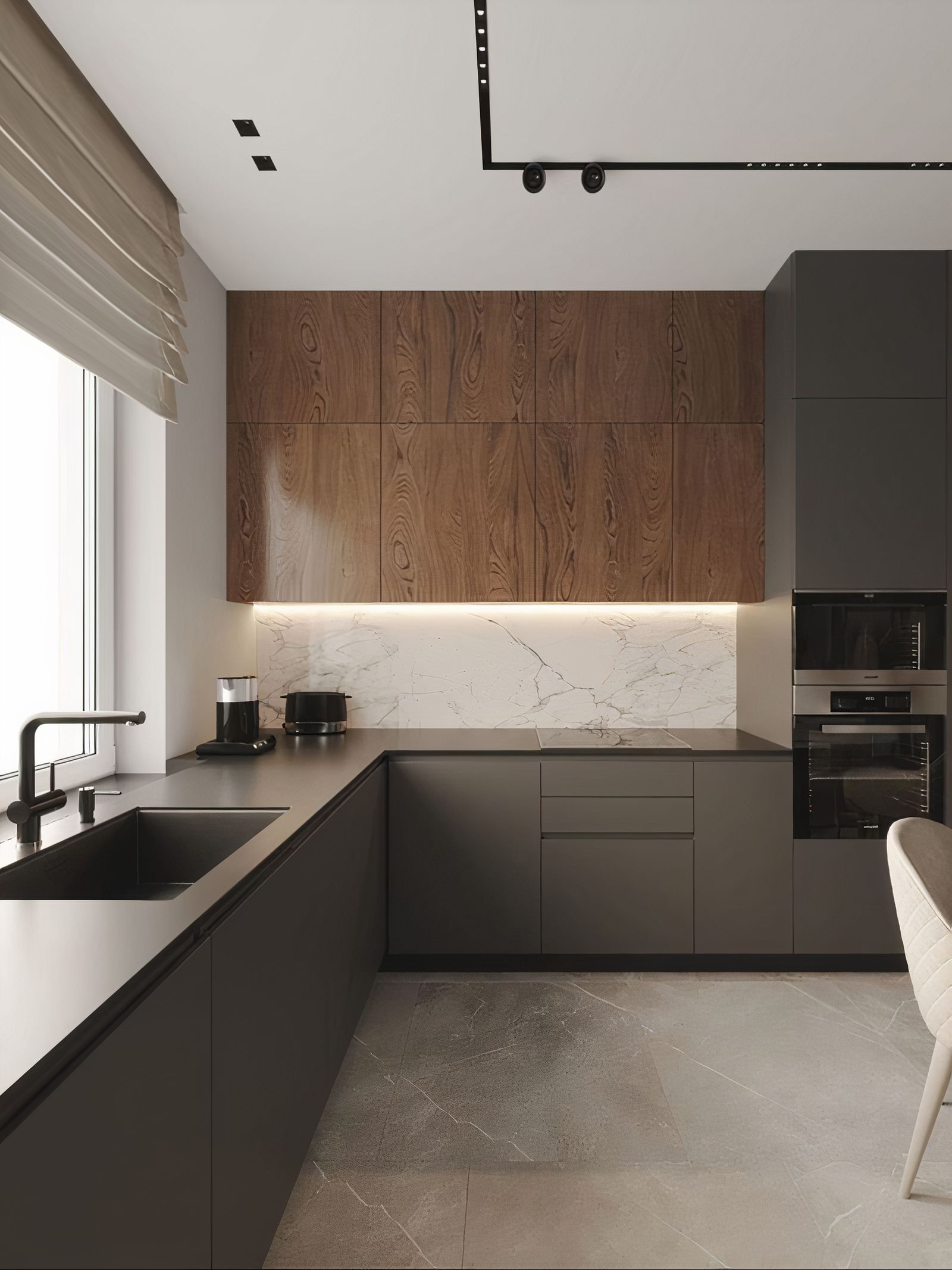 Loft Dark Collection: Meet the Oak and Gray Slab Doors Kitchen