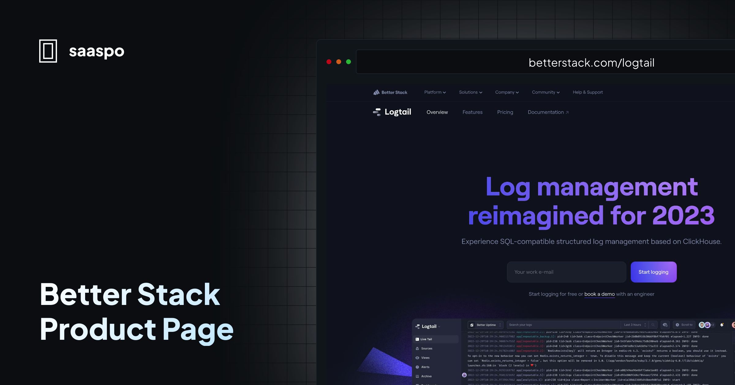 Saaspo | Better Stack Product Page
