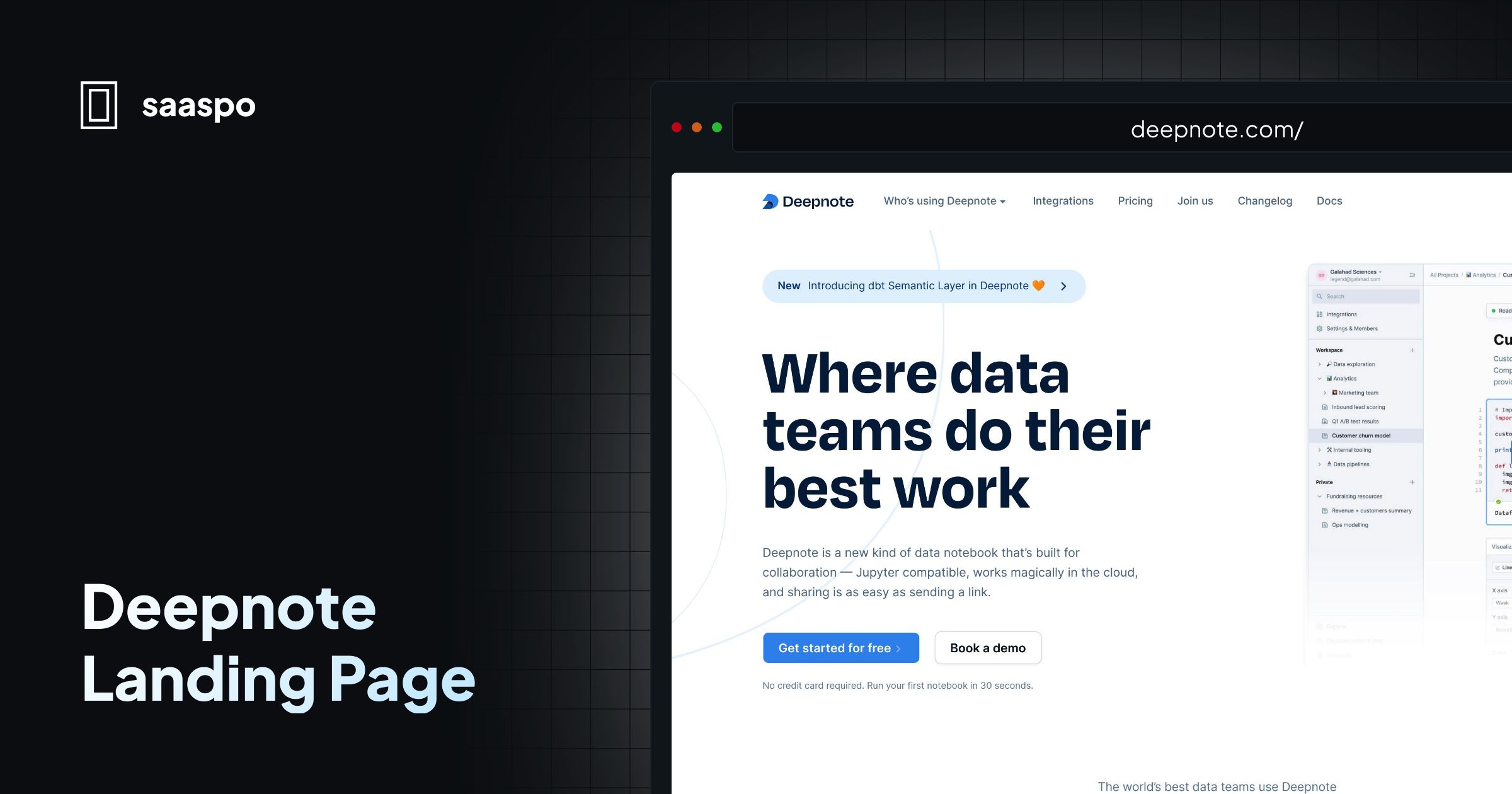 Saaspo | Deepnote Landing Page