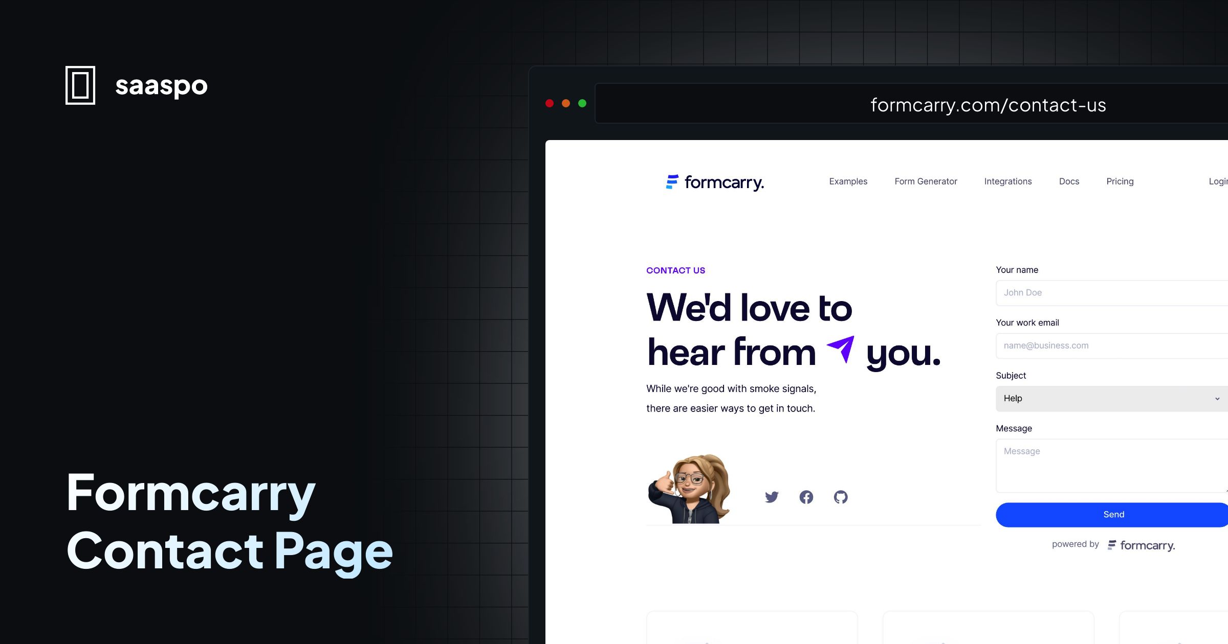 Saaspo | Formcarry Contact Page
