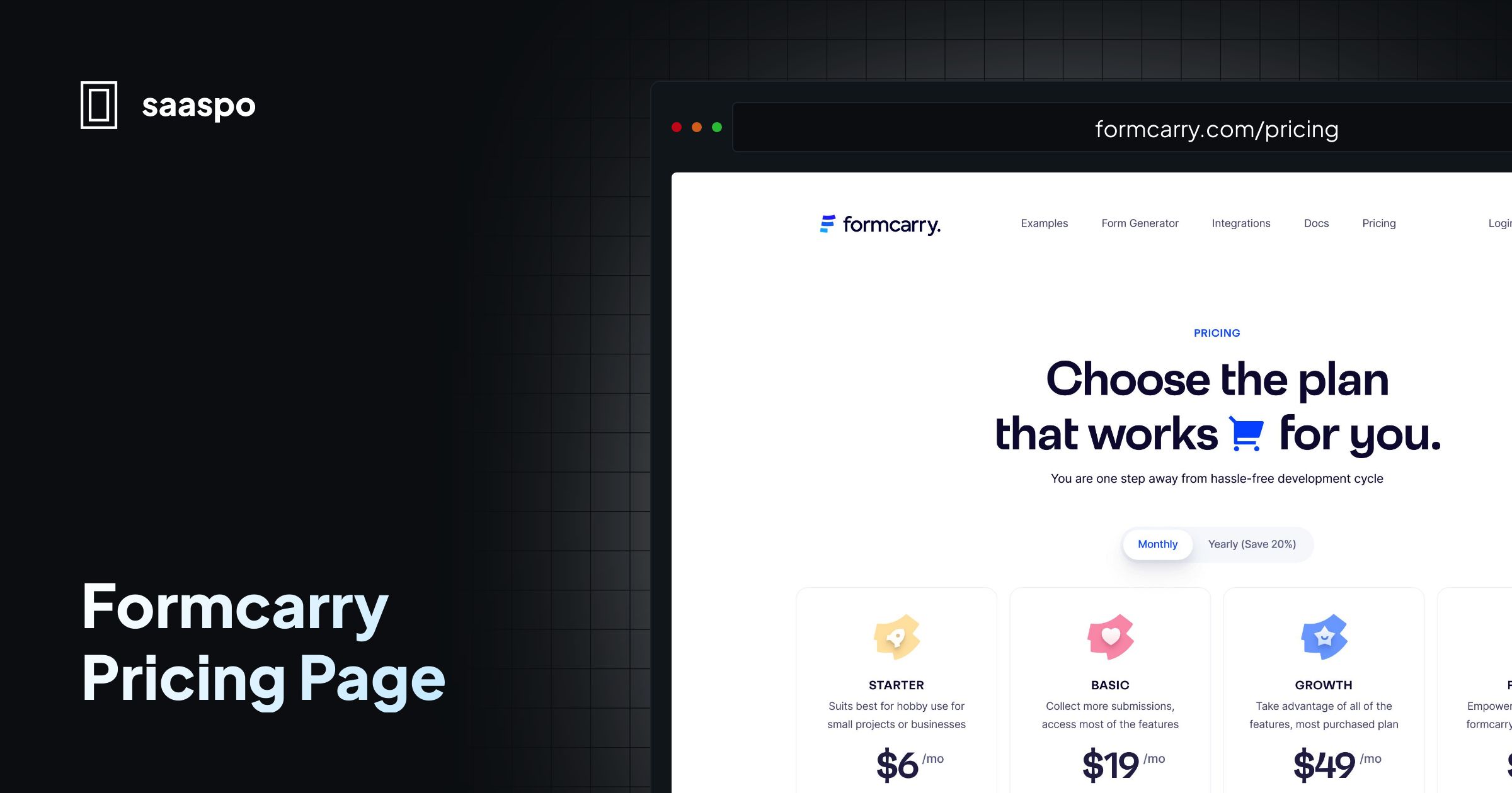 Saaspo | Formcarry Pricing Page