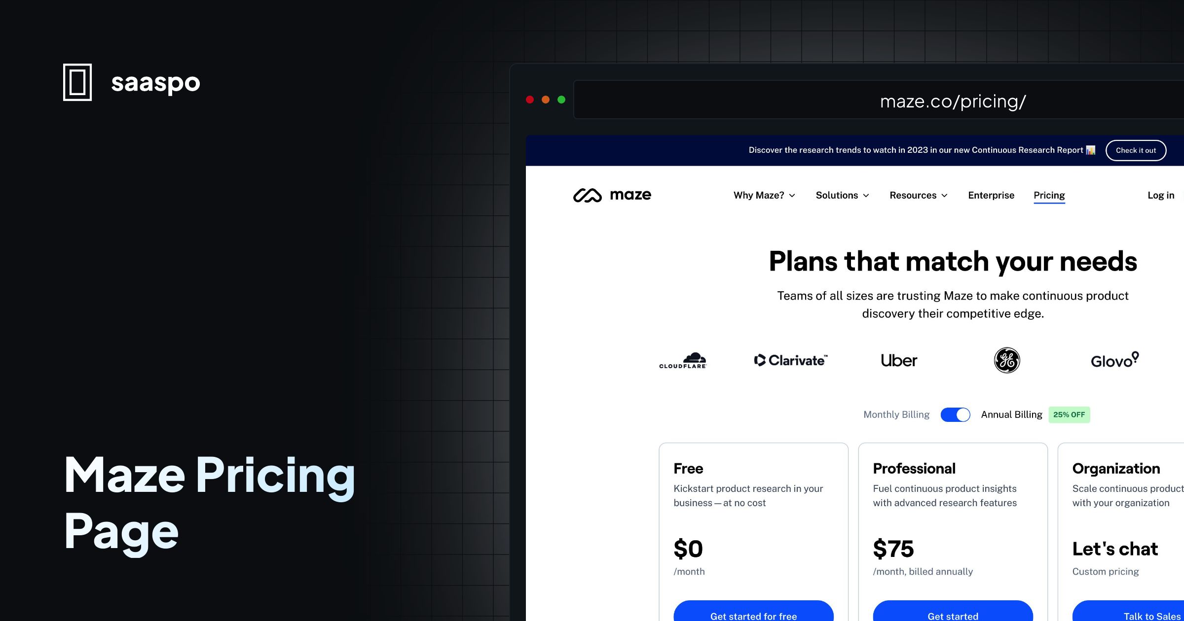 Saaspo | Maze Pricing Page