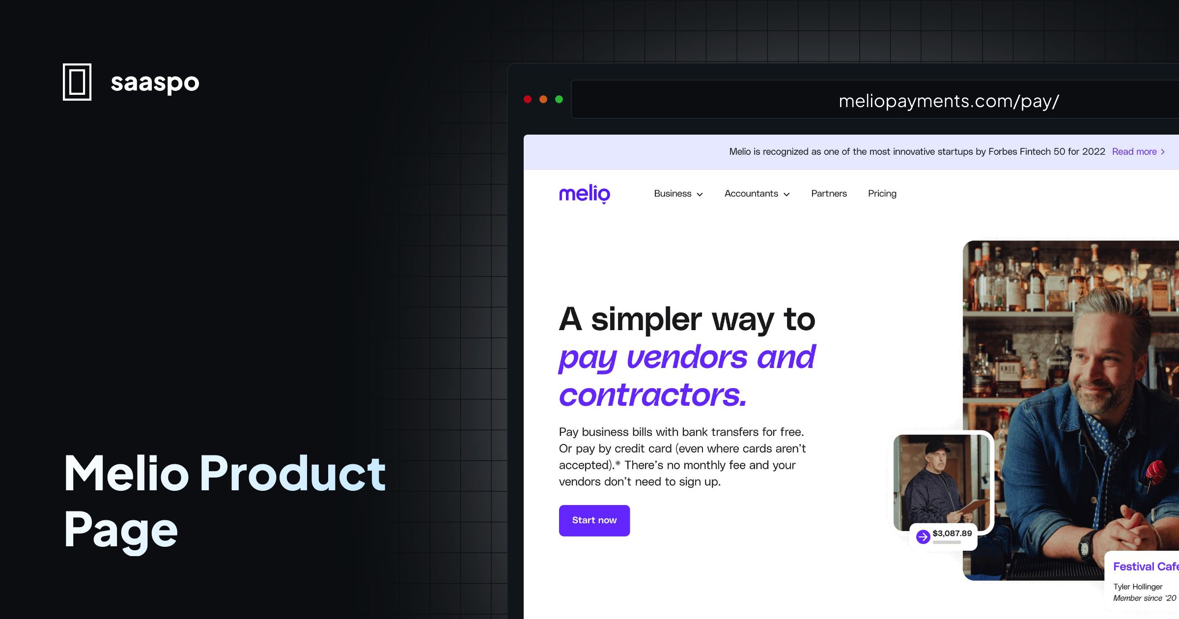 Saaspo | Melio Product Page