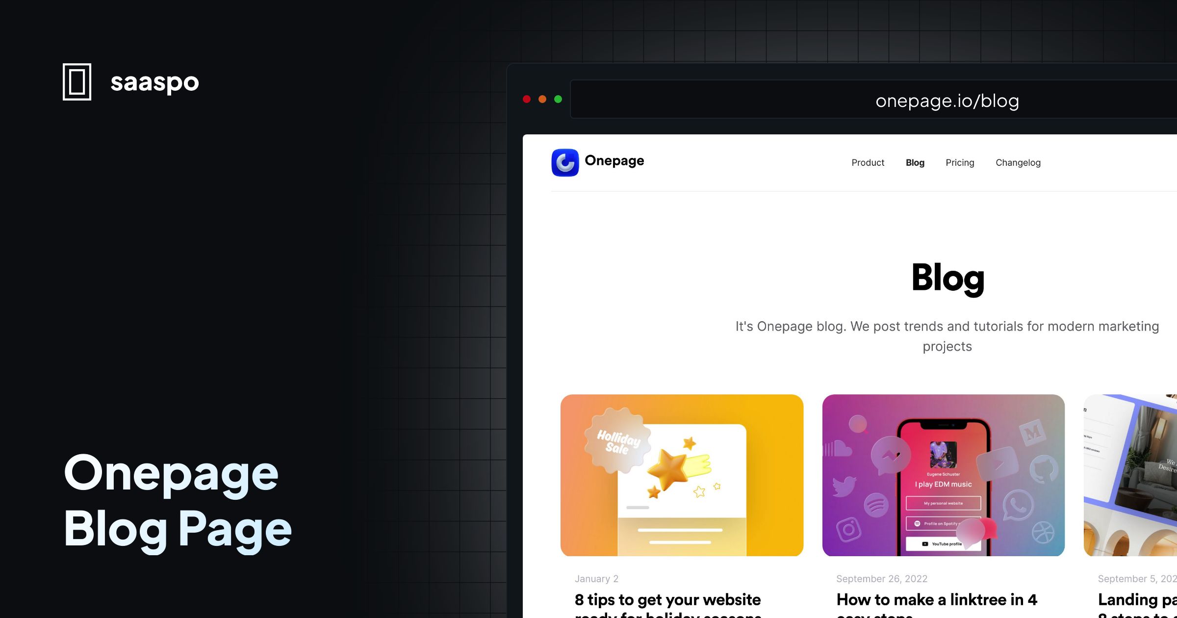 Saaspo | Onepage Blog Page