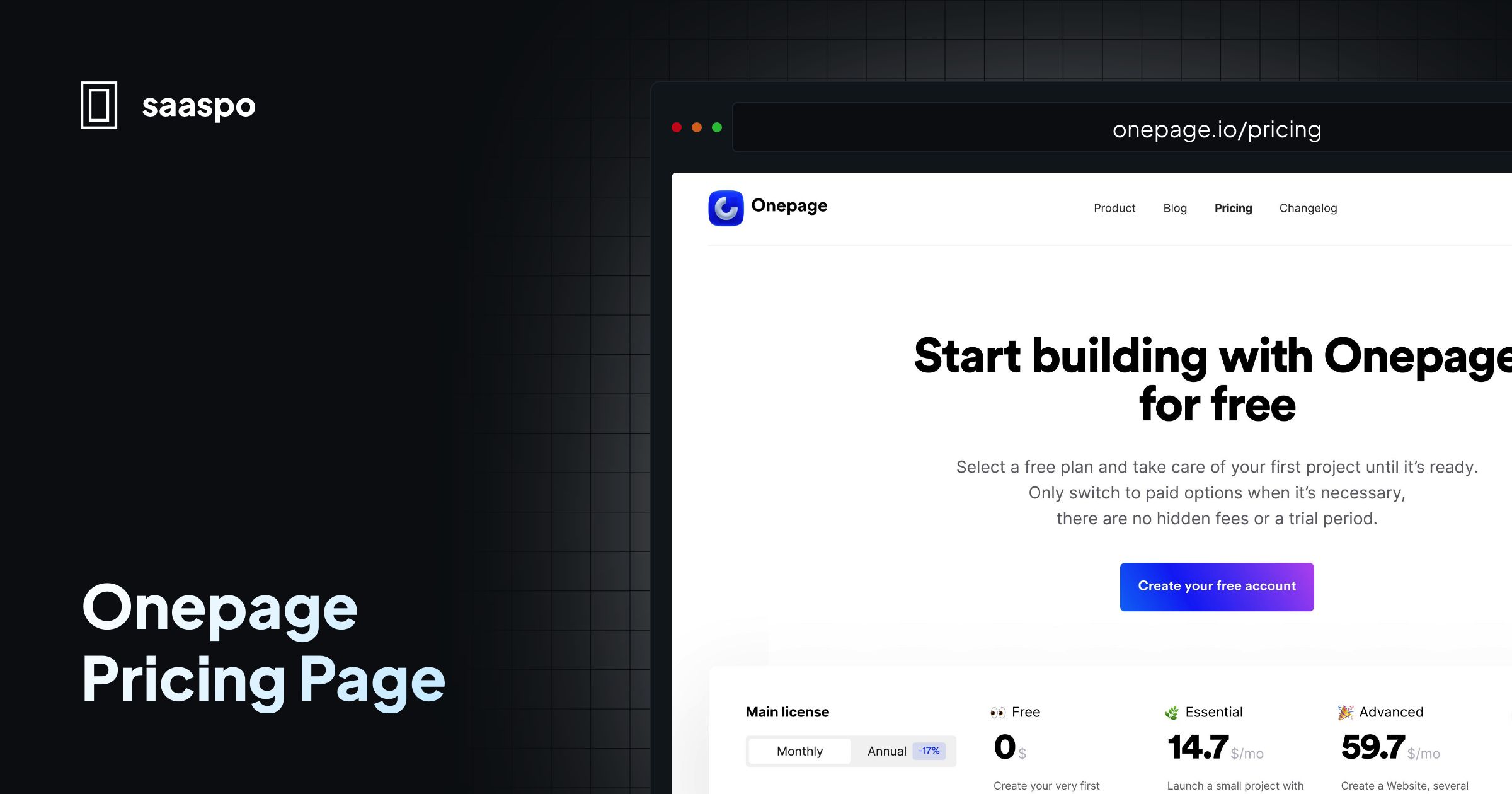 Saaspo | Onepage Pricing Page