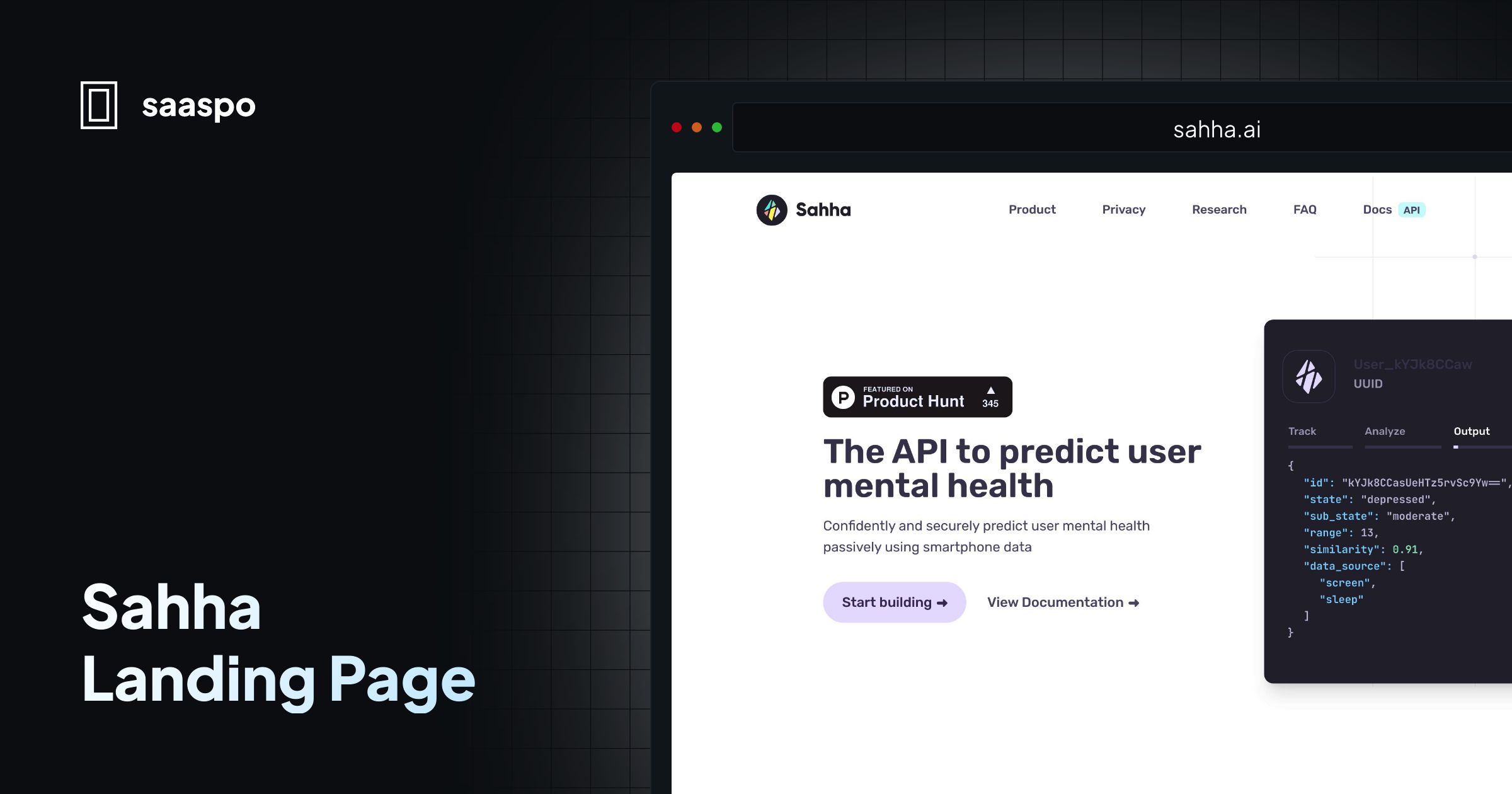 Saaspo | Sahha Landing Page