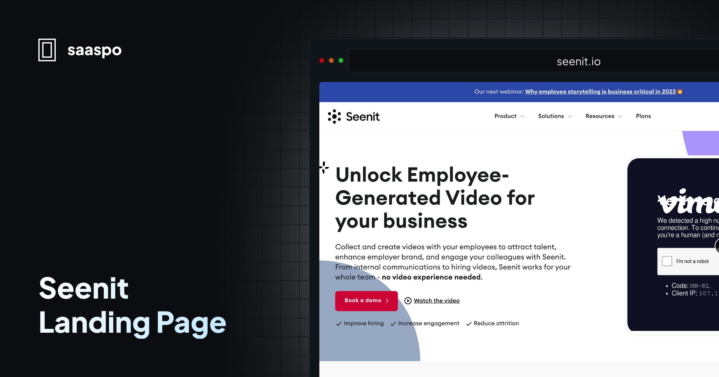 Saaspo | Seenit Landing Page