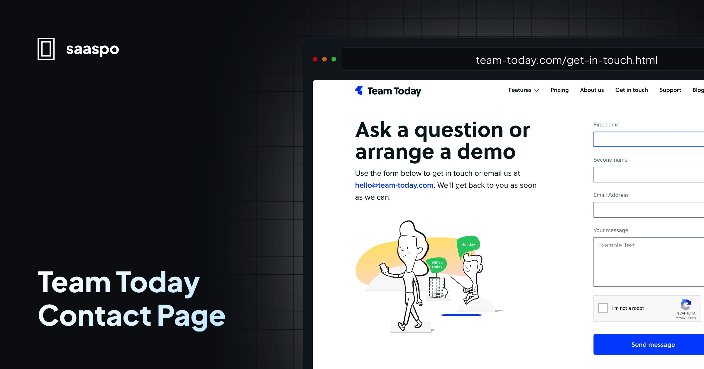 Saaspo | Team Today Contact Page
