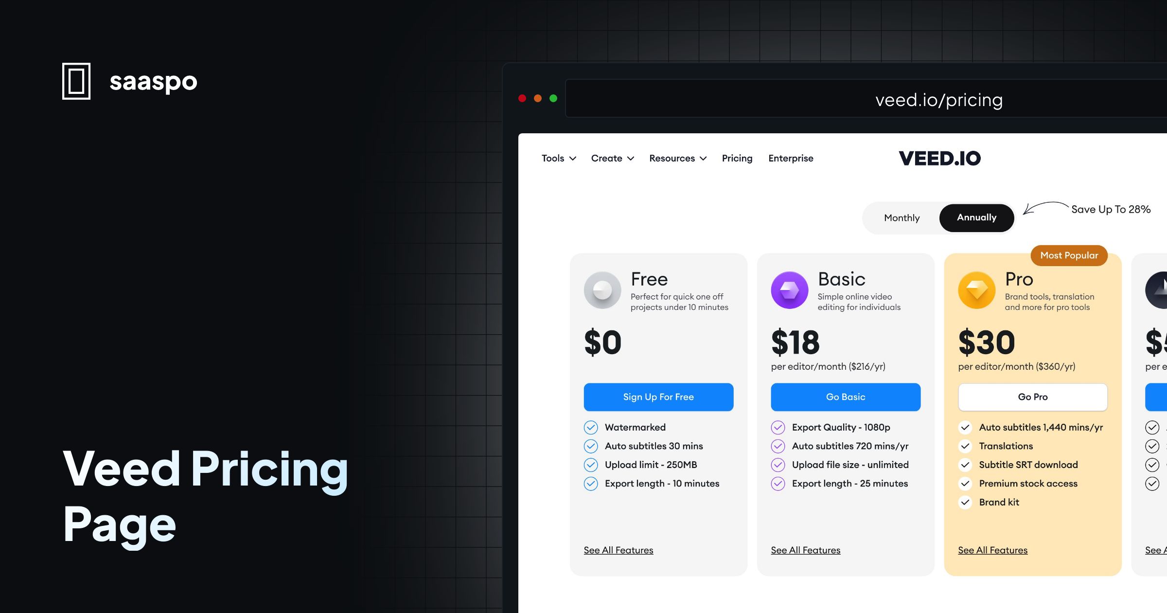 Saaspo | Veed Pricing Page