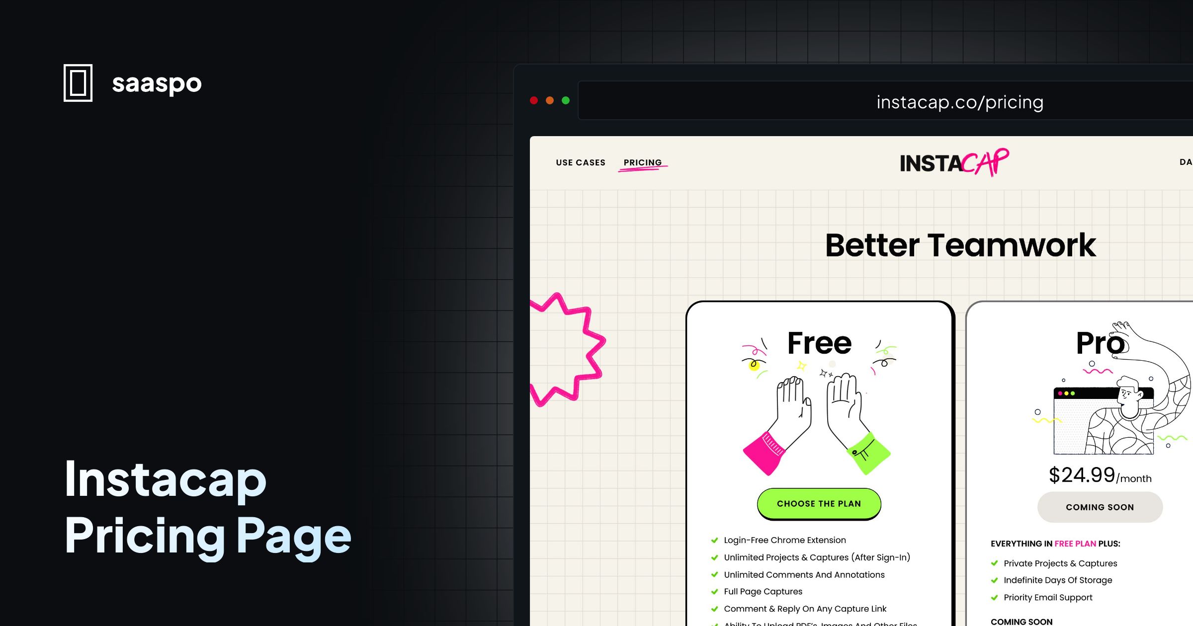 Saaspo | Instacap Pricing Page
