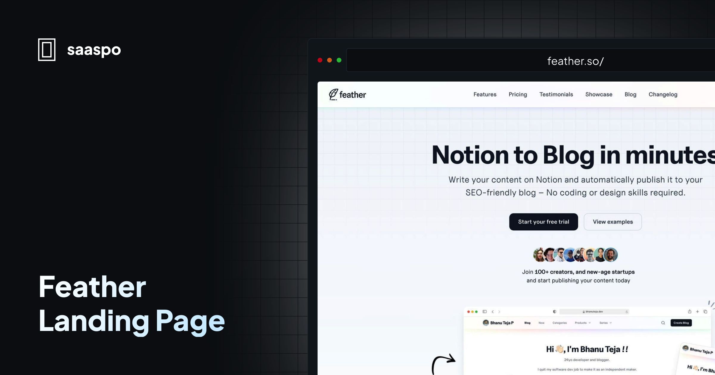 Saaspo | Feather Landing Page