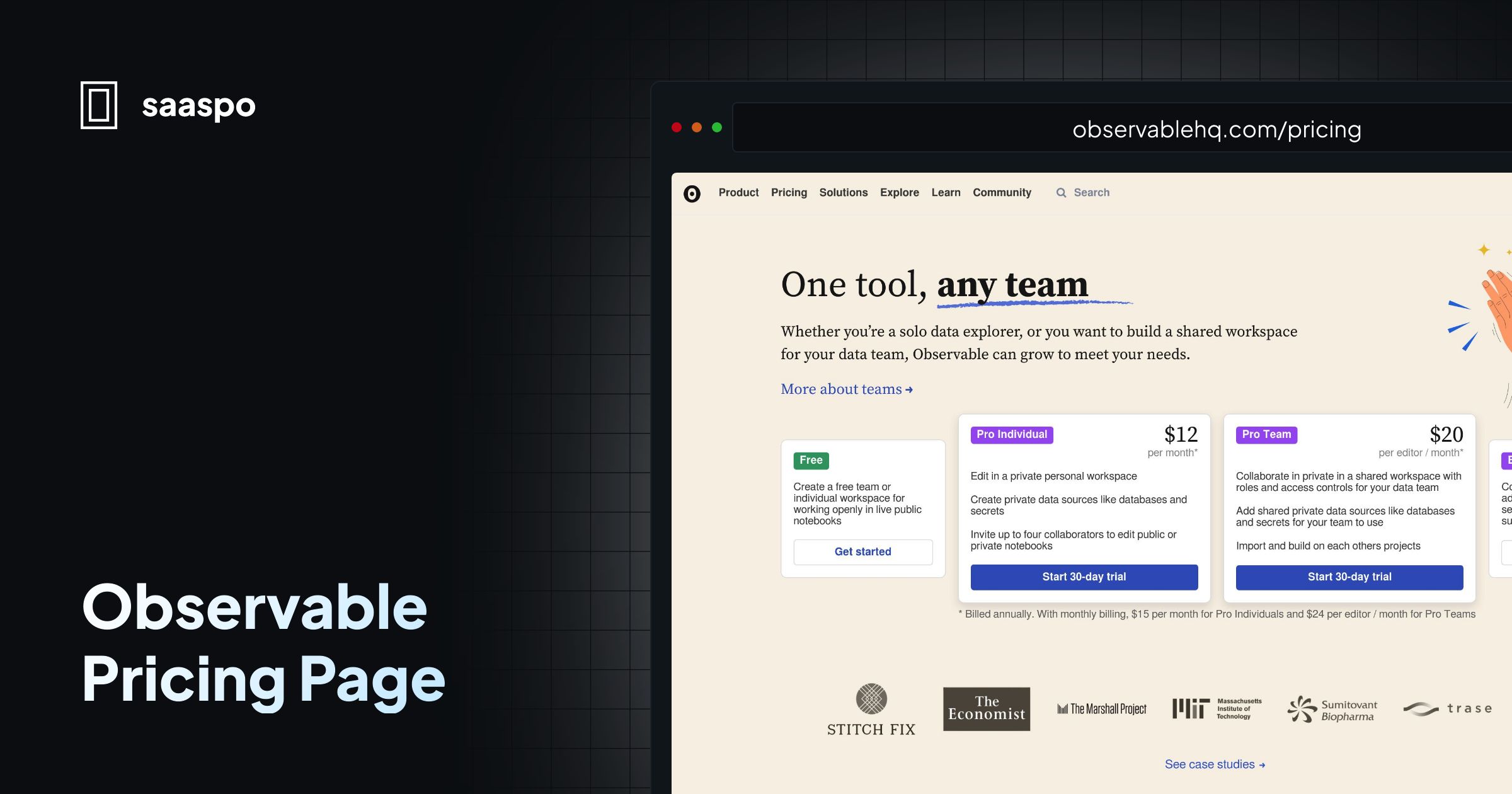 Saaspo | Observable Pricing Page