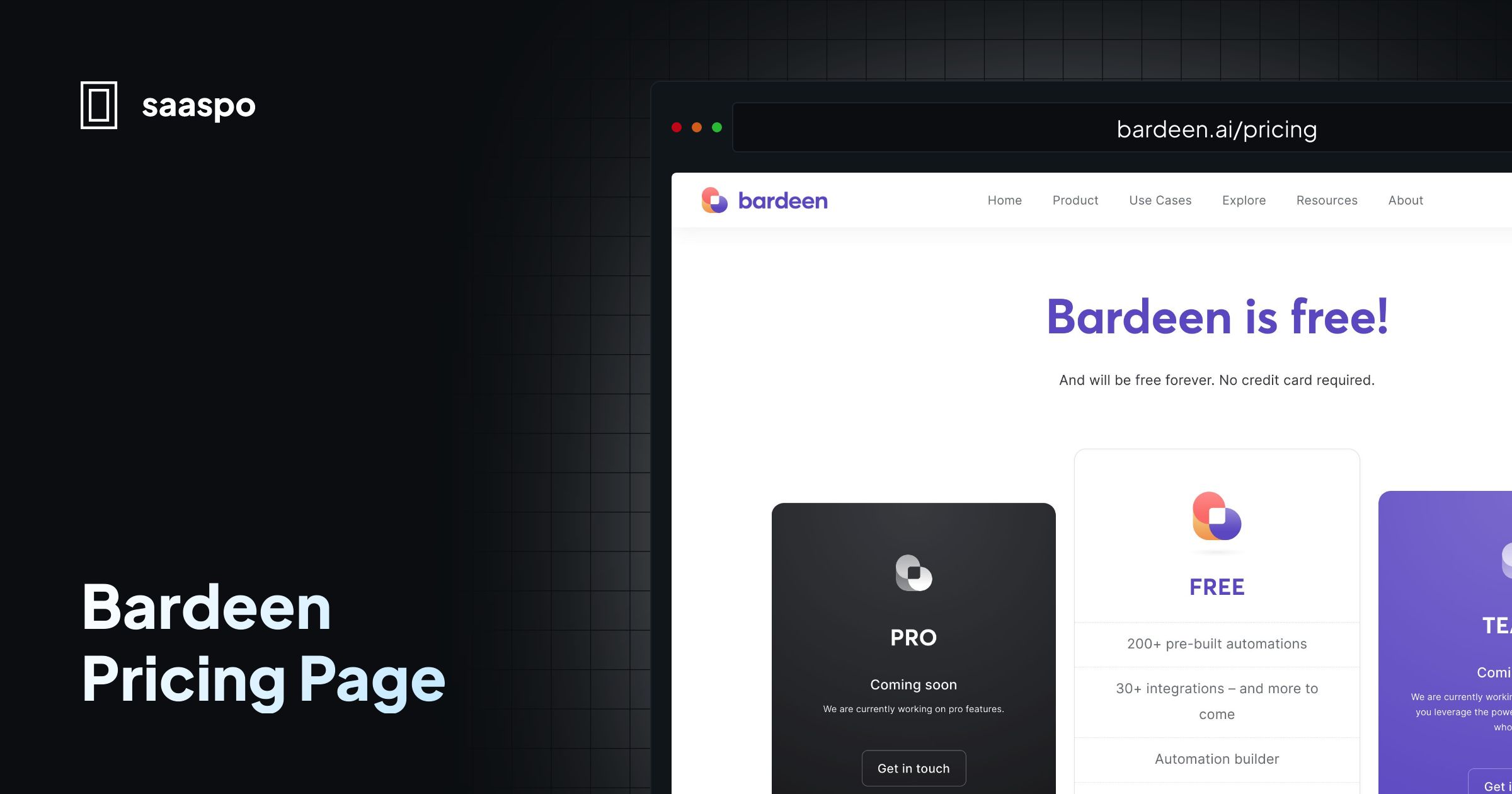 Saaspo | Bardeen Pricing Page