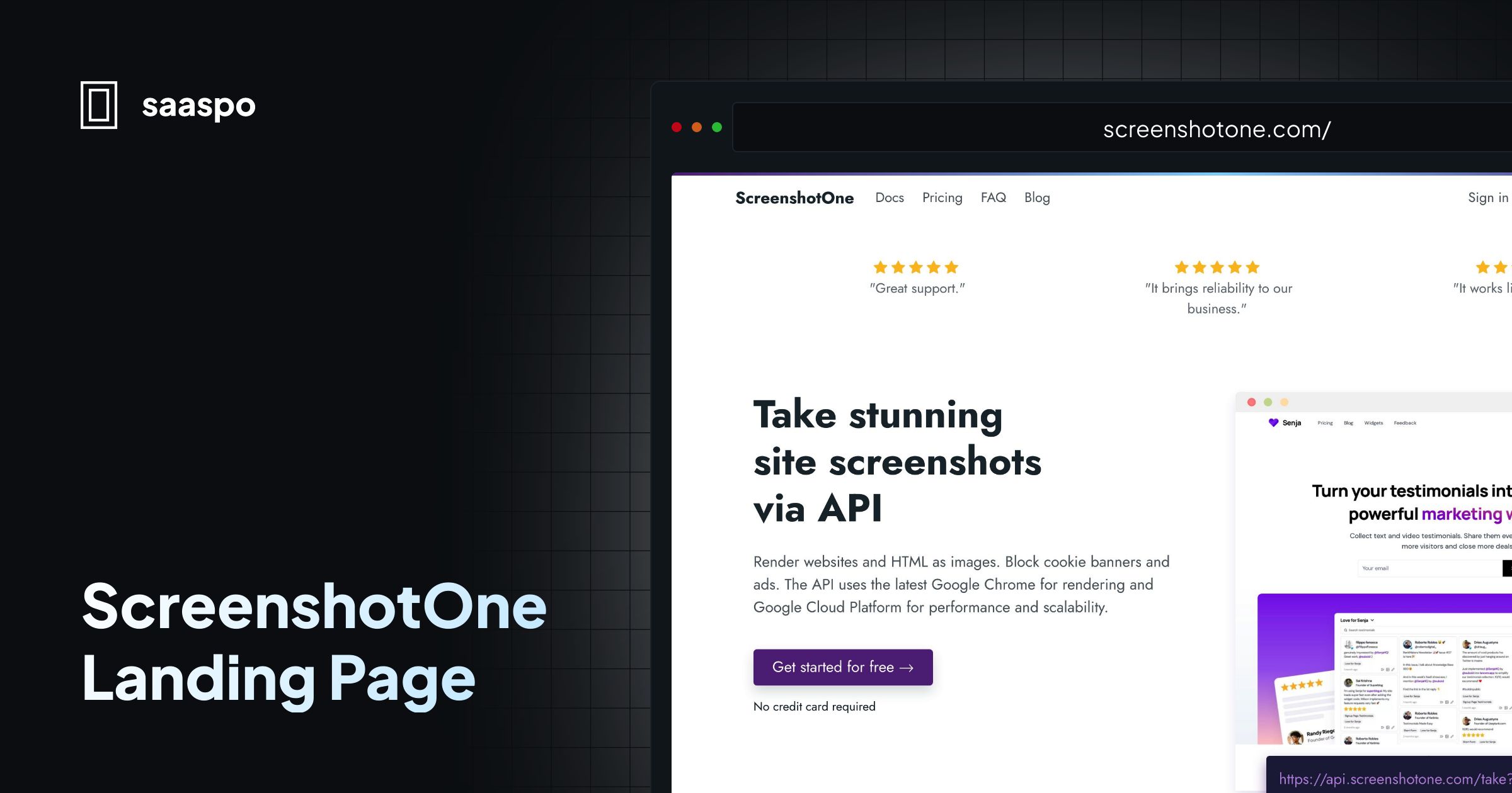 Saaspo | ScreenshotOne Landing Page