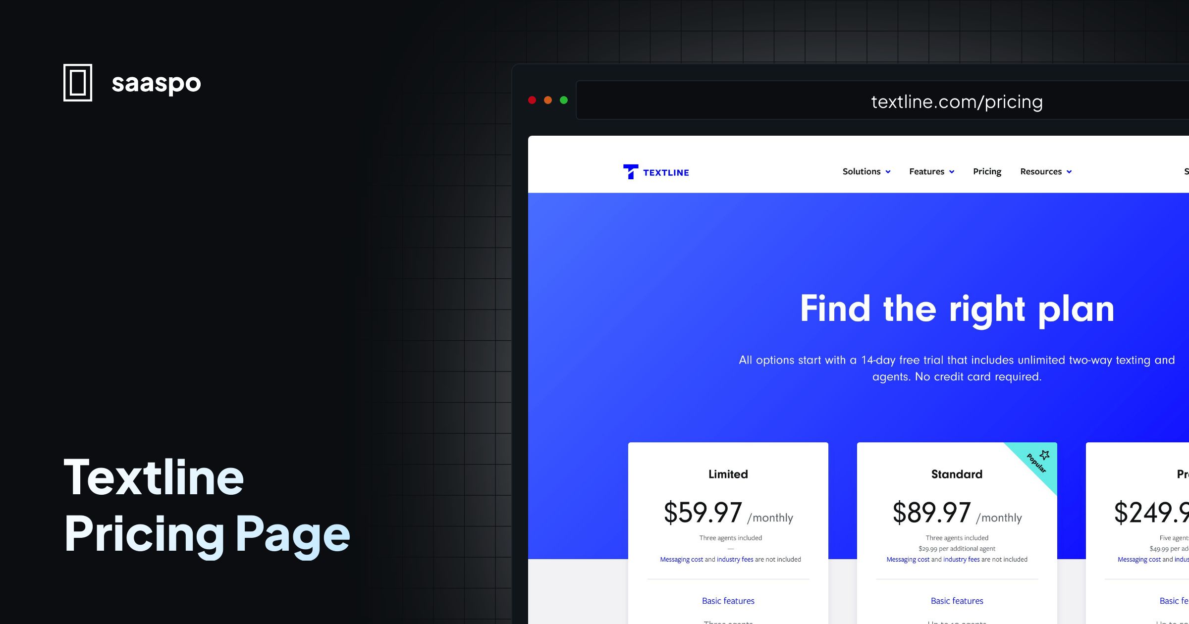 Saaspo | Textline Pricing Page