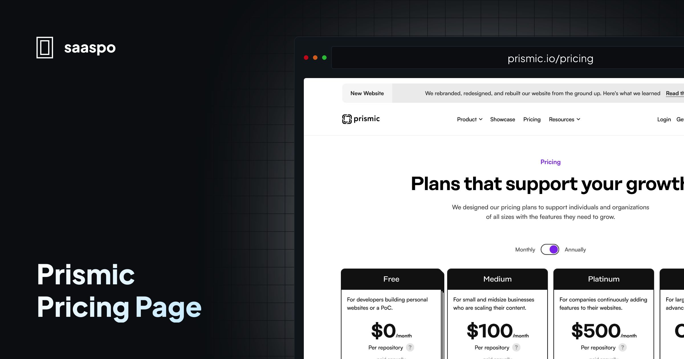 Saaspo | Prismic Pricing Page