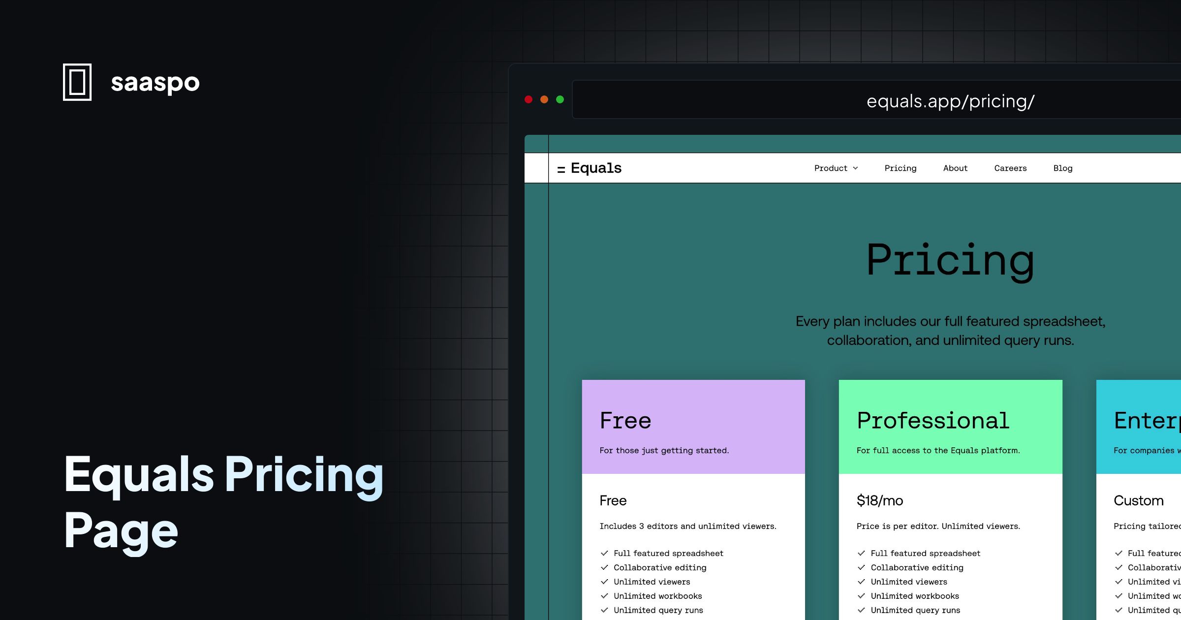 Saaspo | Equals Pricing Page