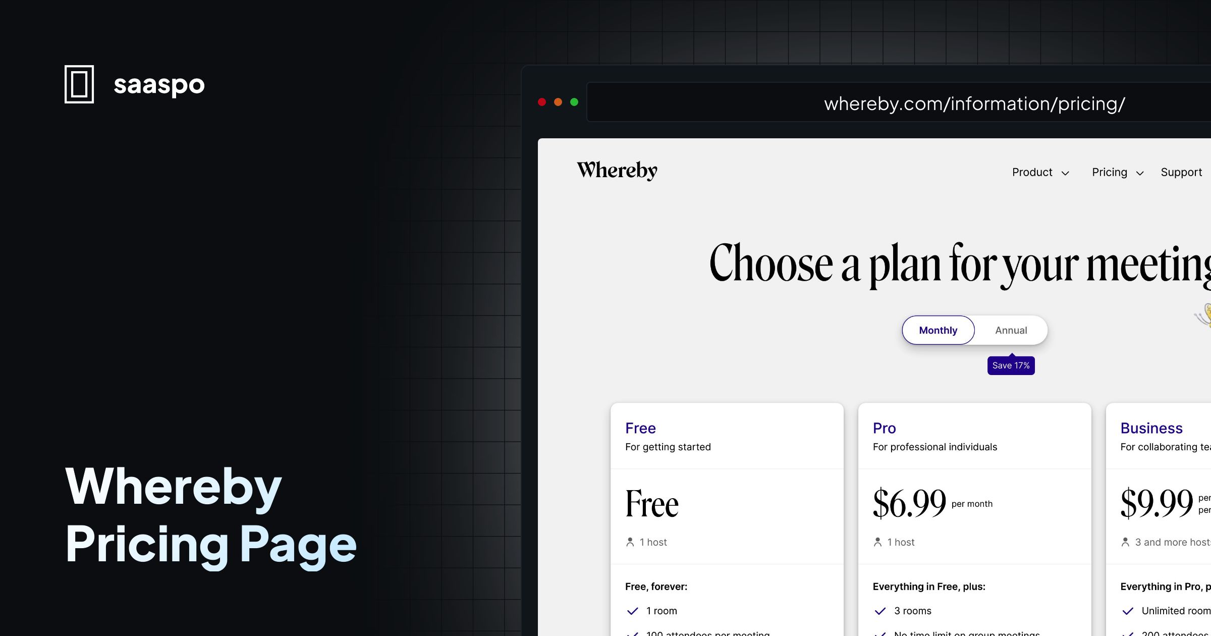 Saaspo | Whereby Pricing Page
