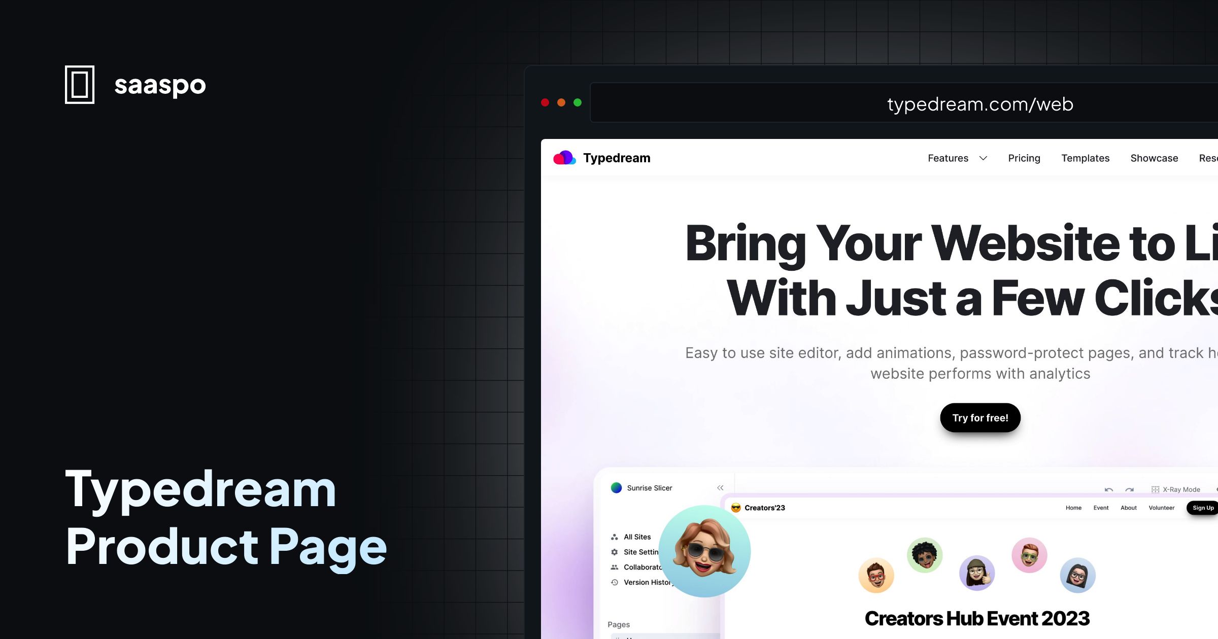 Saaspo | Typedream Product Page