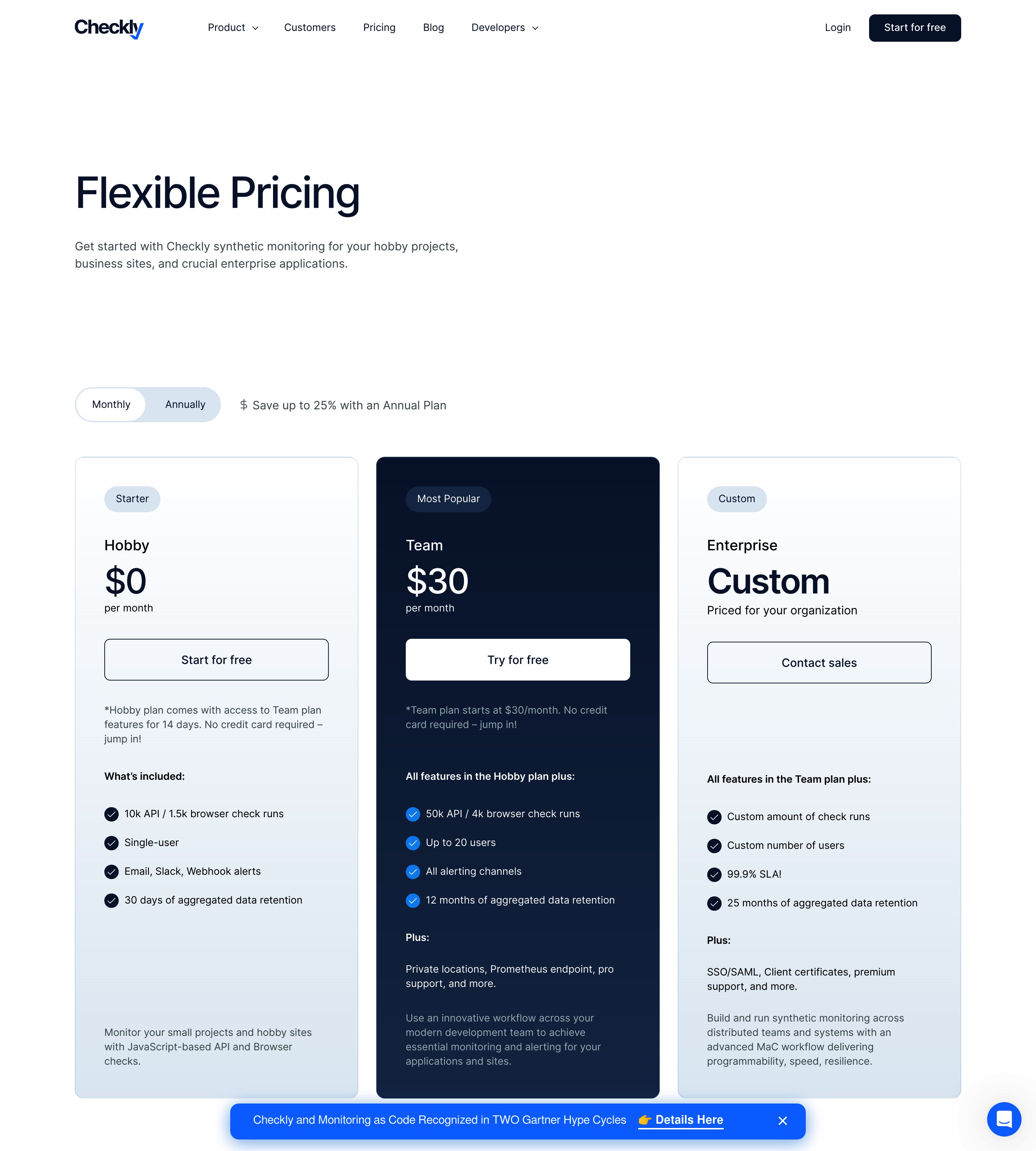 Saaspo | Checkly Pricing Page