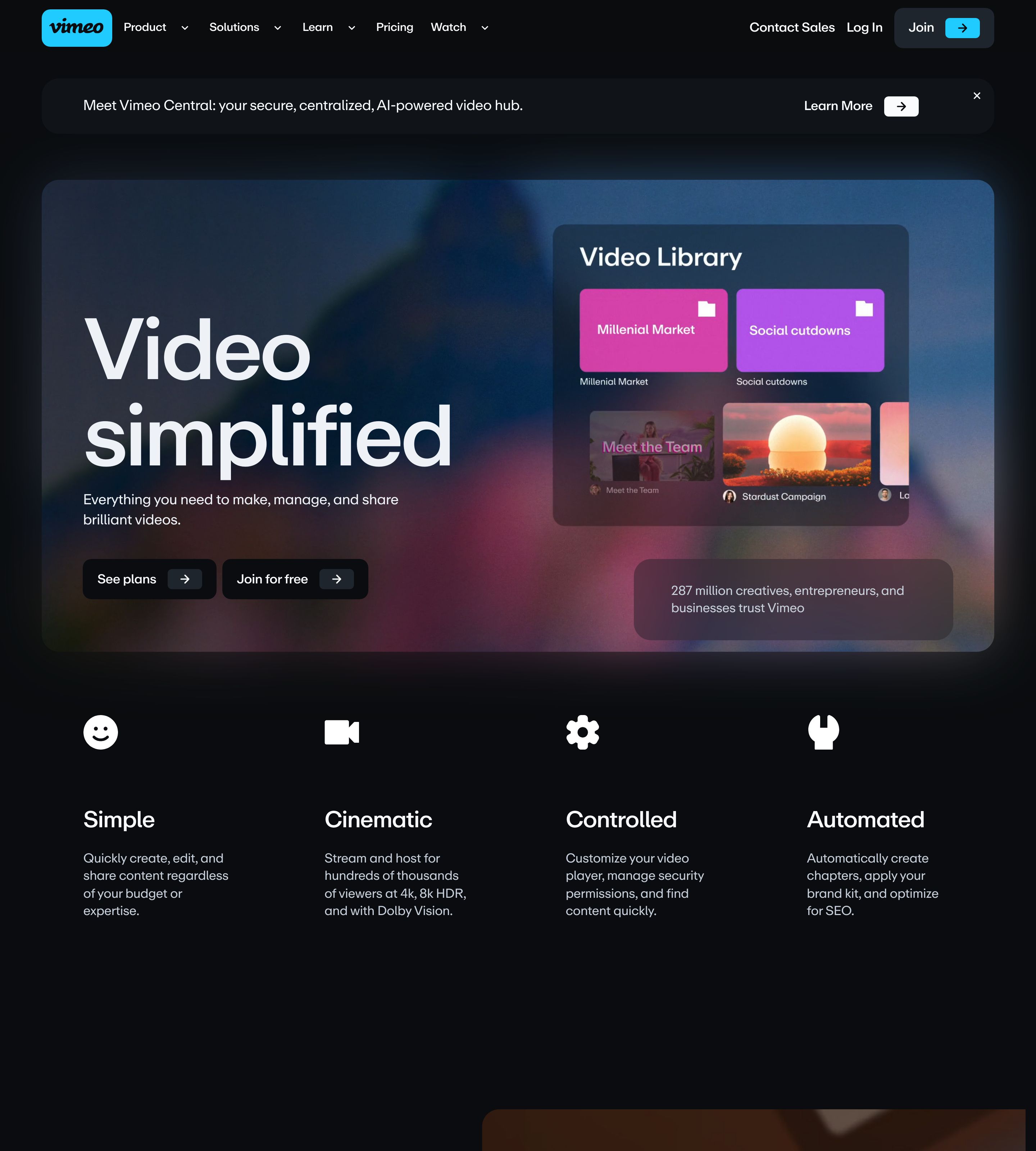 Saaspo | Vimeo Landing Page